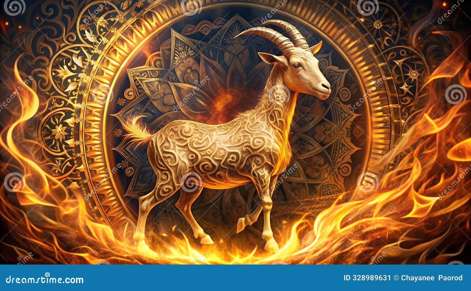 Golden Goat in the Fire: a Symbol of Passion and Transformation AI ...