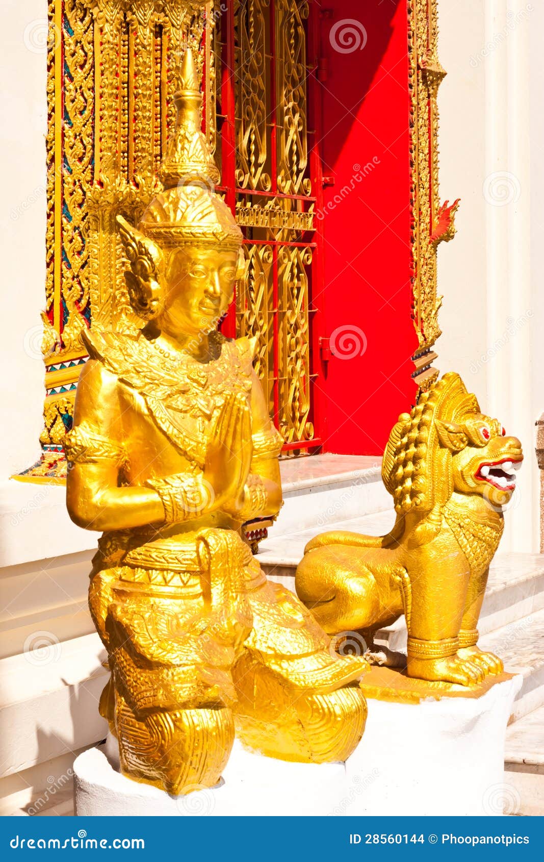 Golden god with lion stock photo. Image of buddhism, ancient - 28560144