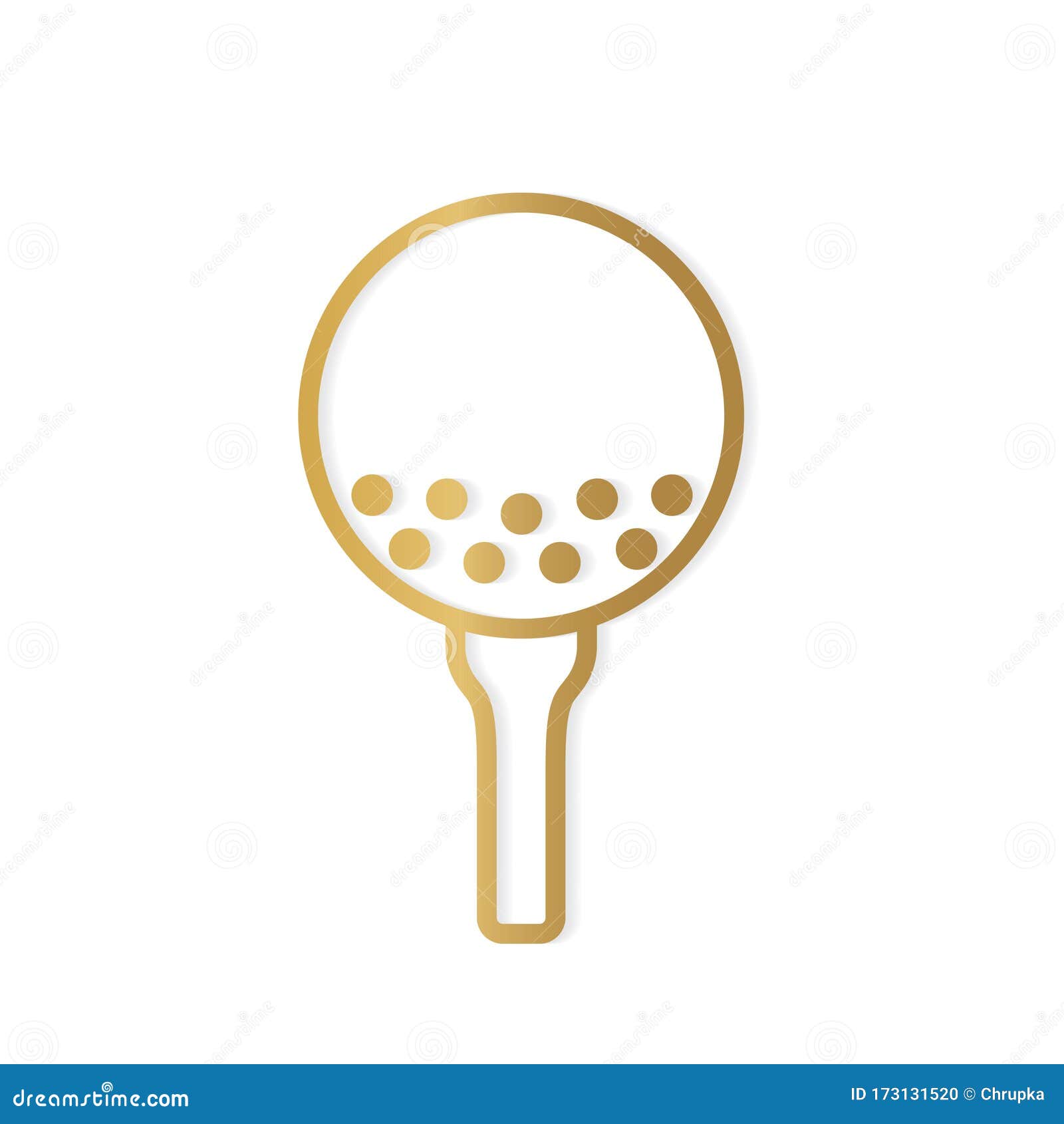 Golden golf ball on tee stock vector. Illustration of vintage - 173131520