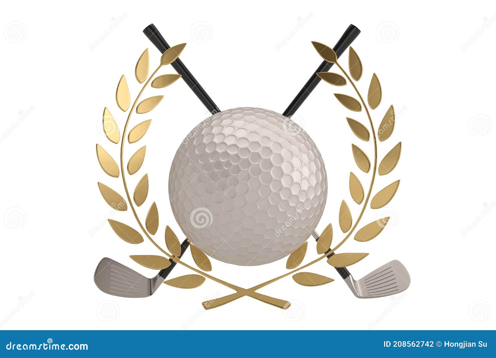 Golden Golf Trophy Isolated on White Background. 3D Illustration Stock ...