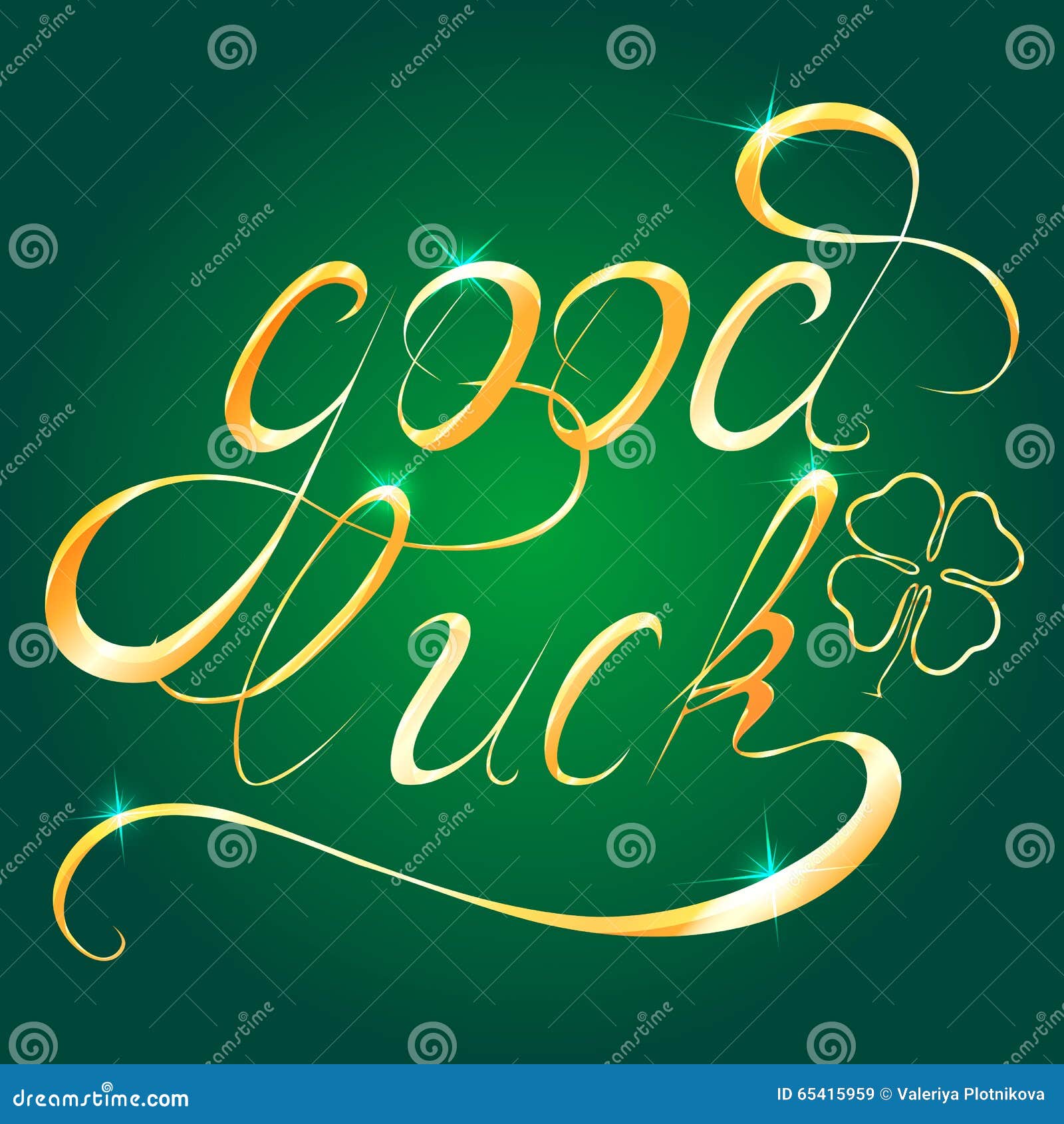 Golden Good Luck Written Hand-drawn Calligraphy Stock Vector ...