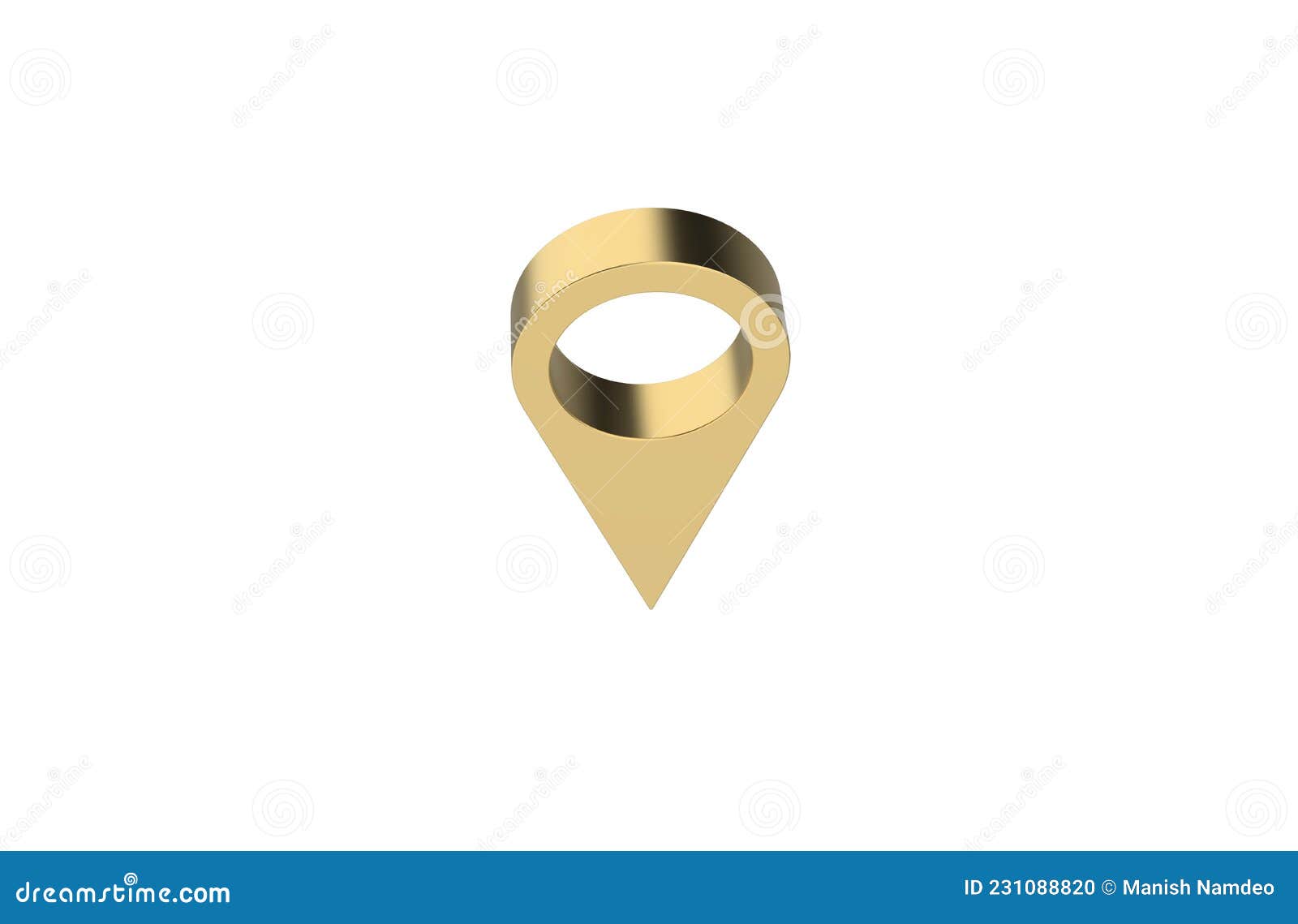 Golden GPS Location Pointer Pinon White Background Stock Photo - Image ...
