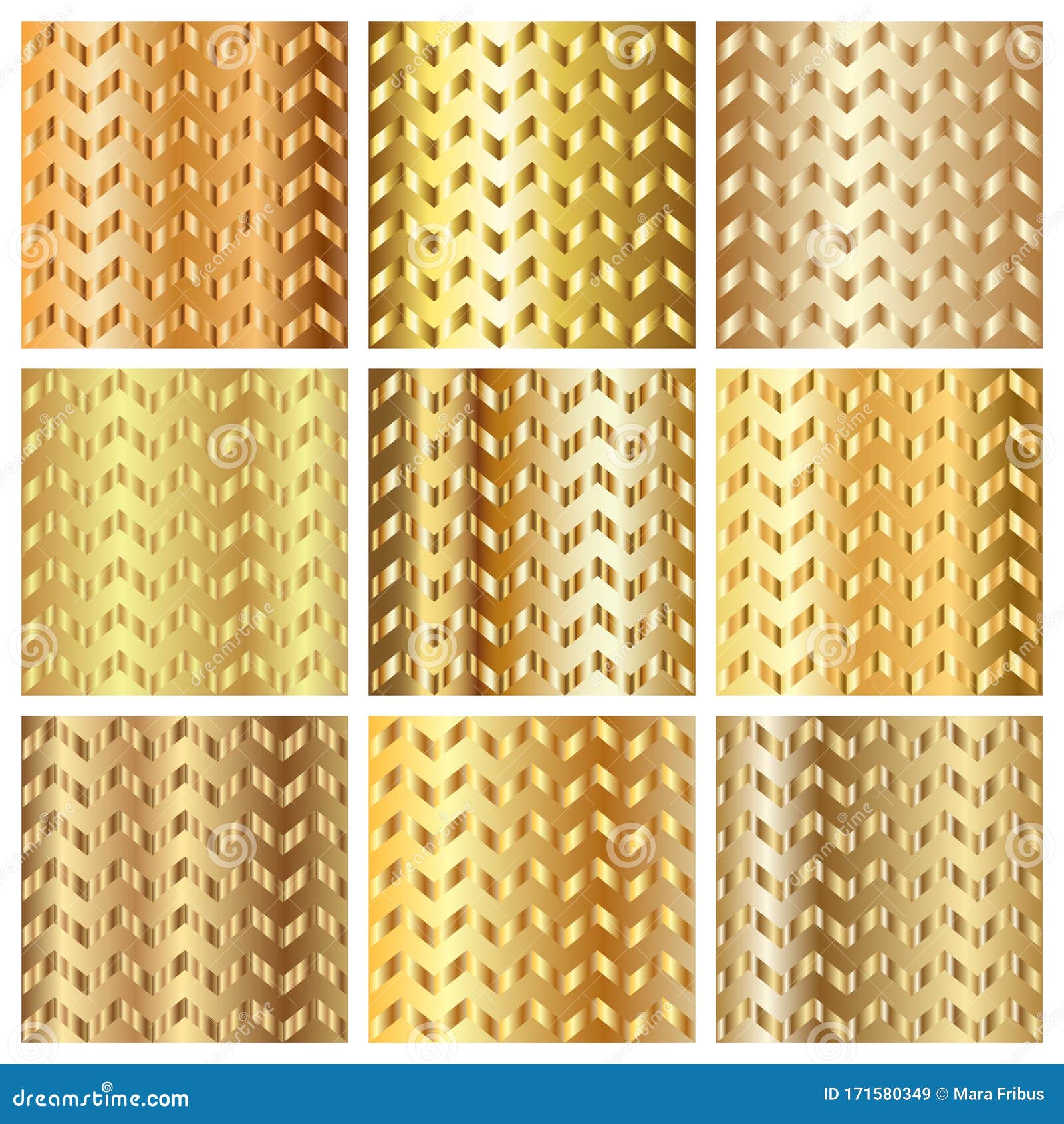 Golden Gradient Chevron Pattern Backgrounds Set Stock Vector ...