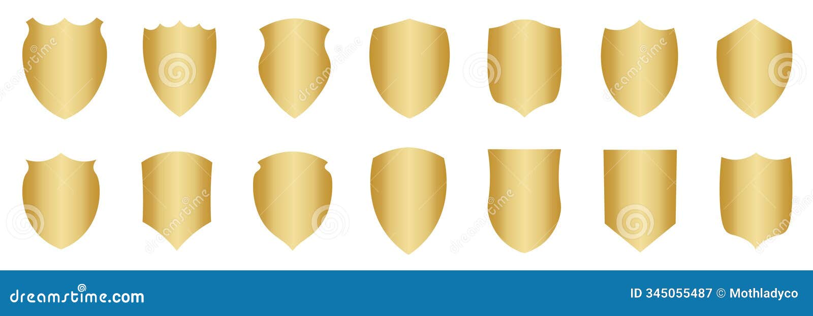 Golden Gradient Metallic Vector Shield Silhouettes Set Stock Vector ...