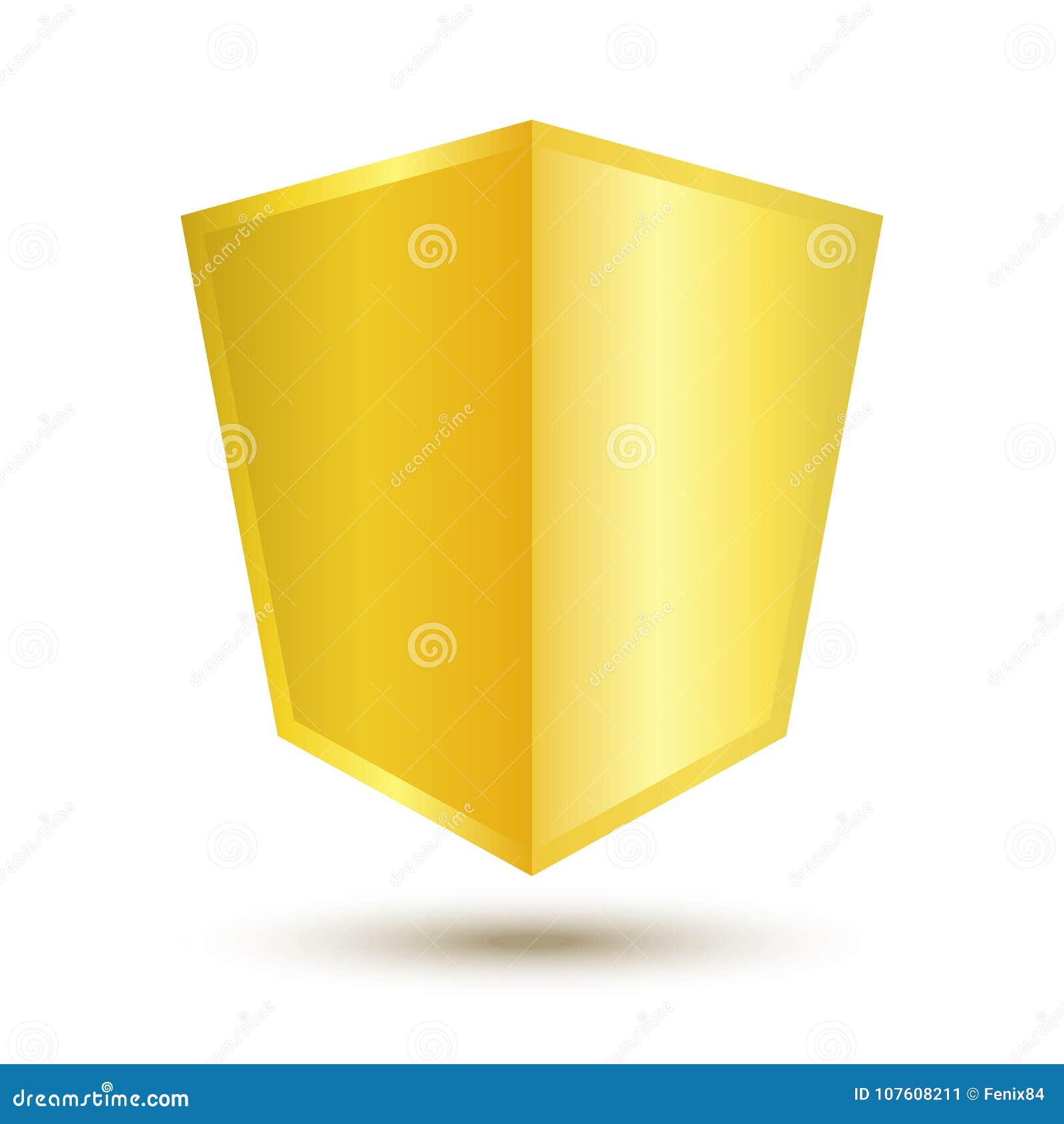 Golden Gradient Shield with Edging on Light Background with Shad Stock ...