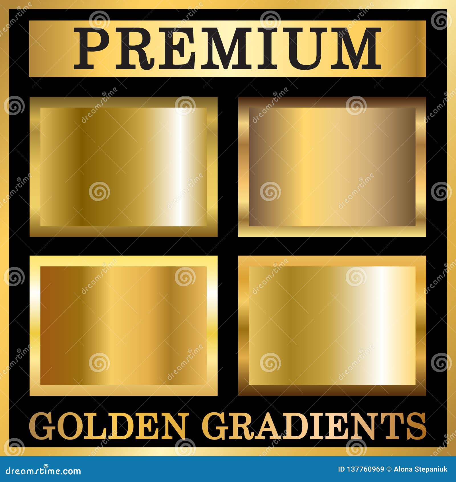 Golden gradients set stock vector. Illustration of metal - 137760969