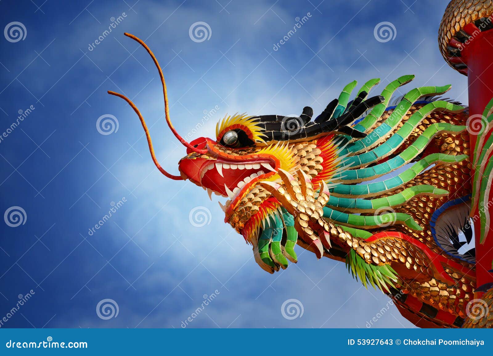 Golden Gragon in Chinese Temple Stock Image - Image of china ...