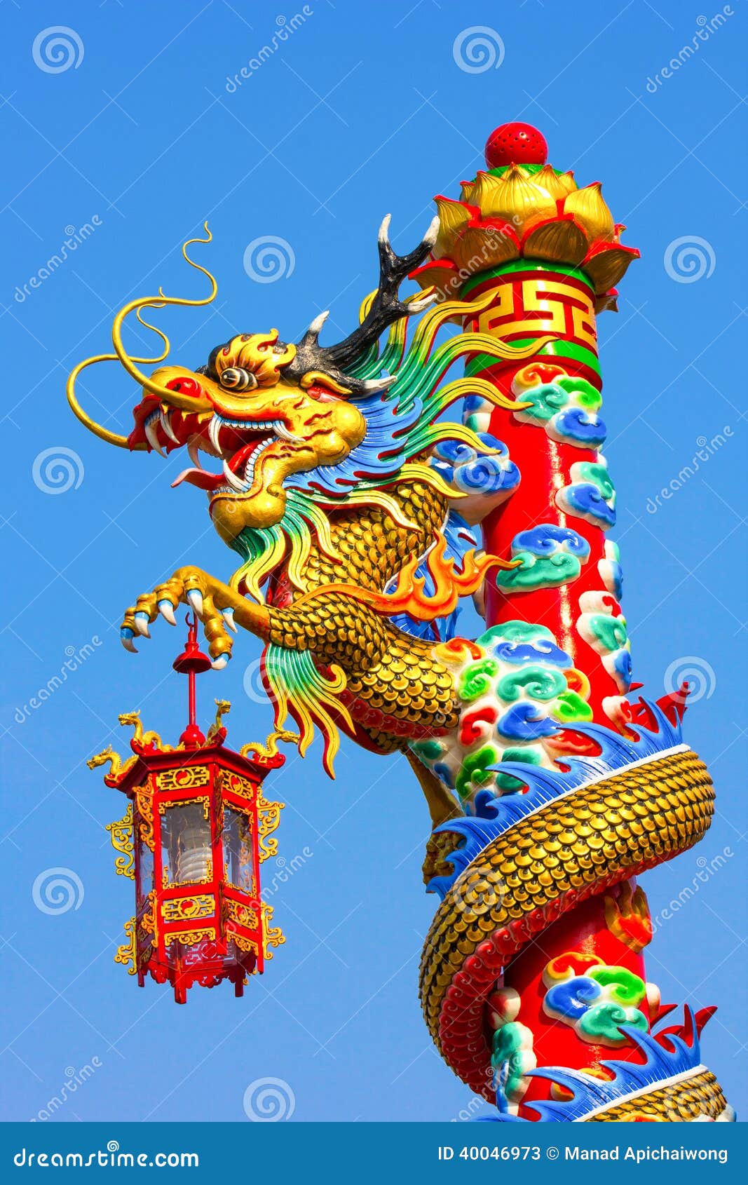 Golden Gragon Statue Red Pillar Temple Photos - Free & Royalty-Free ...