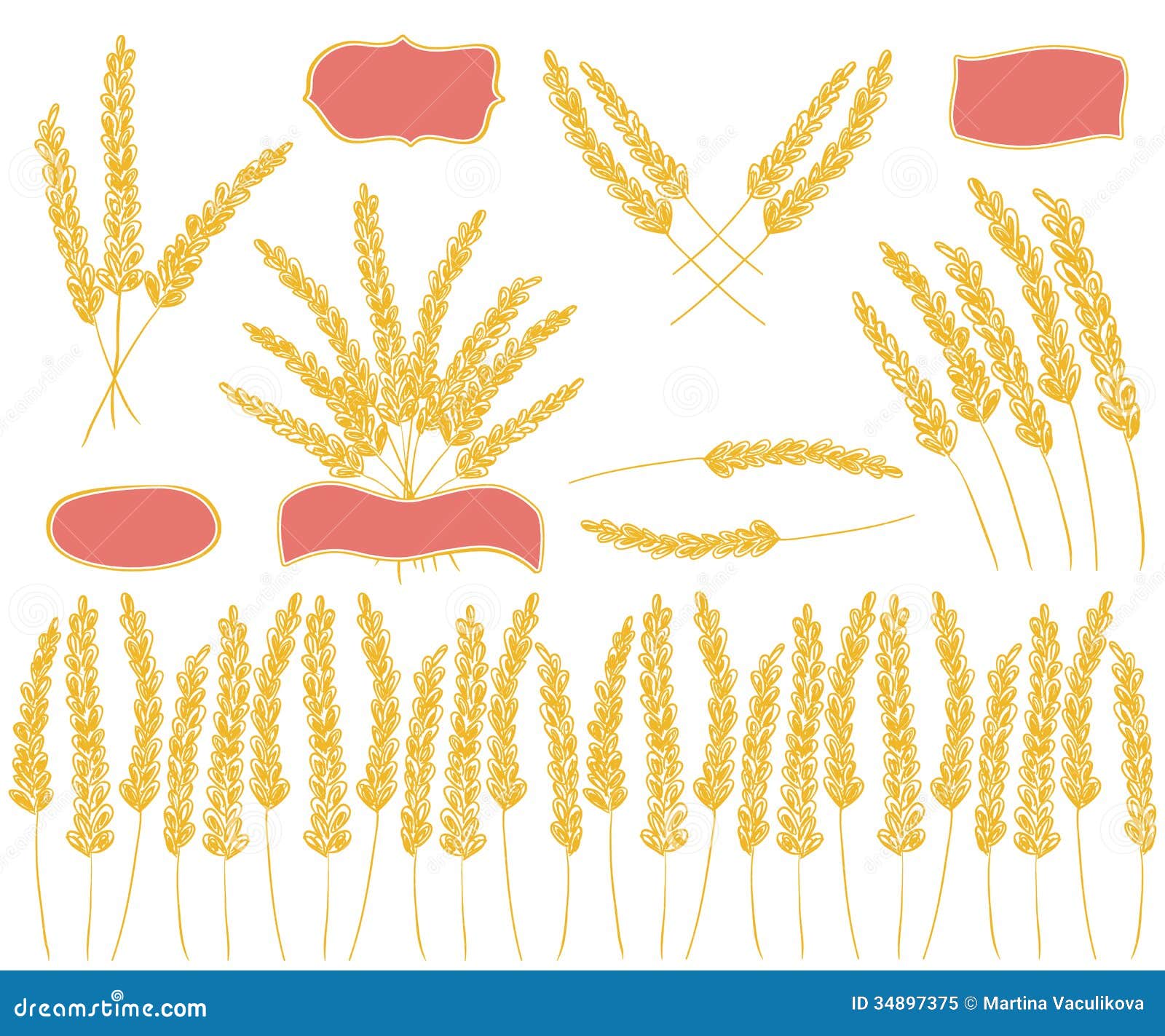 Golden Grain Design Elements Stock Vector - Illustration of flour ...