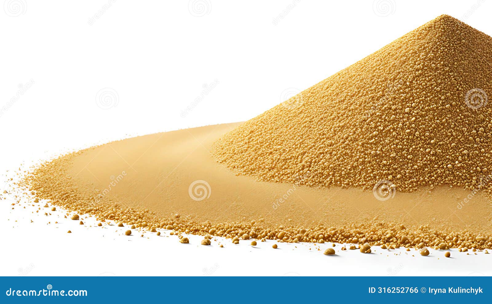Golden Grains of Sand Form a Pyramid. Isolated on a White Background ...