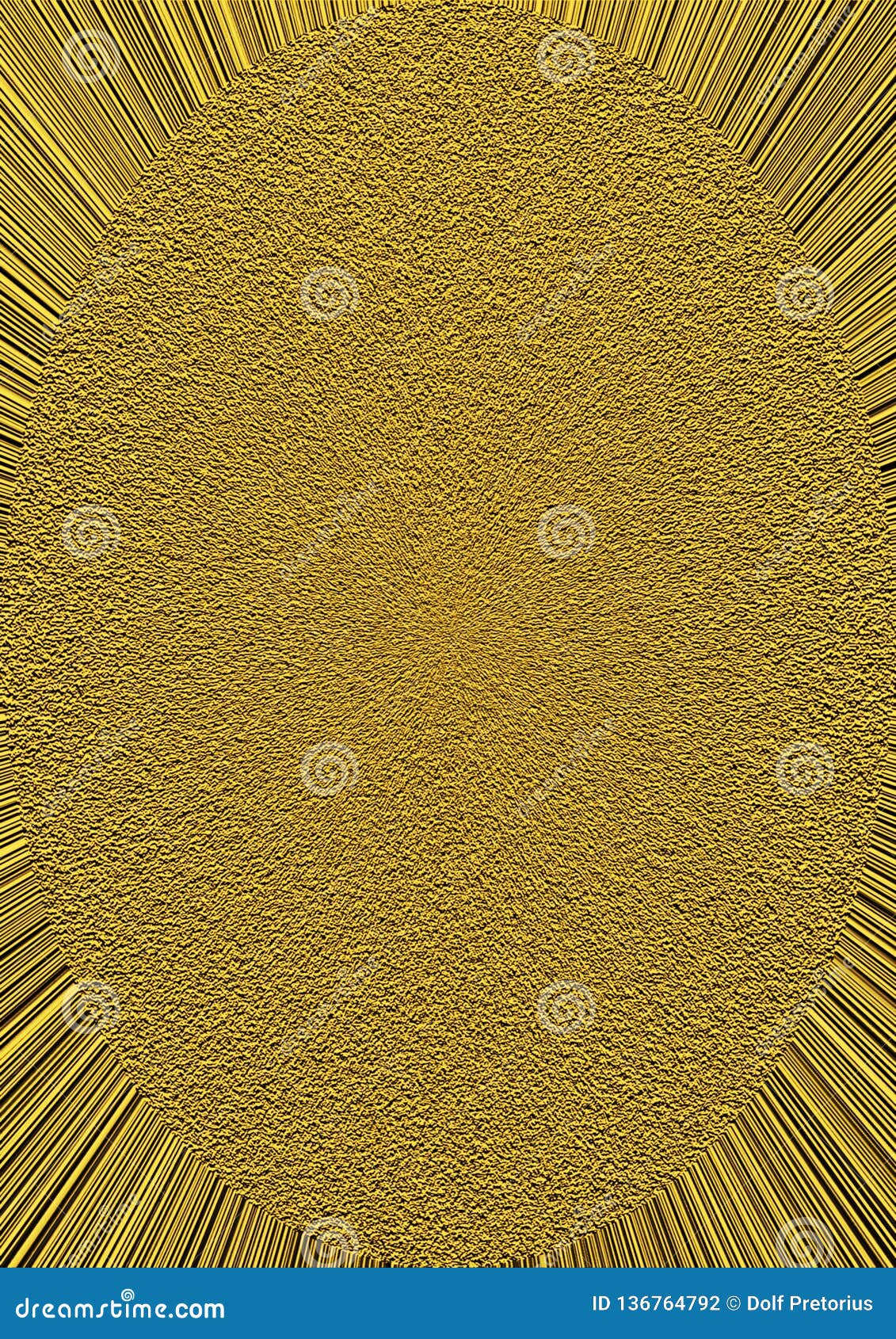 Golden Grainy Ellipse on Golden Rays Stock Illustration - Illustration ...