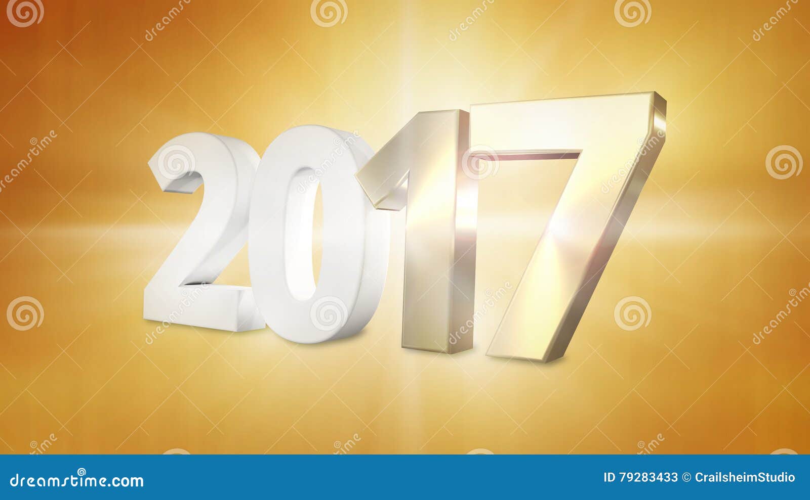 Golden 2017 Graphic Gold 2017 3d Render Stock Illustration ...