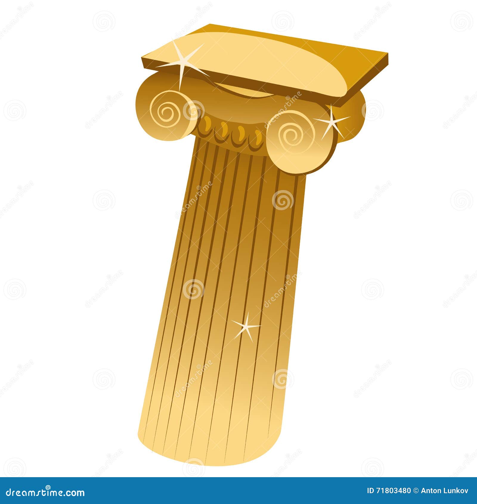 Golden Greek Single Column in Cartoon Style Stock Vector - Illustration ...