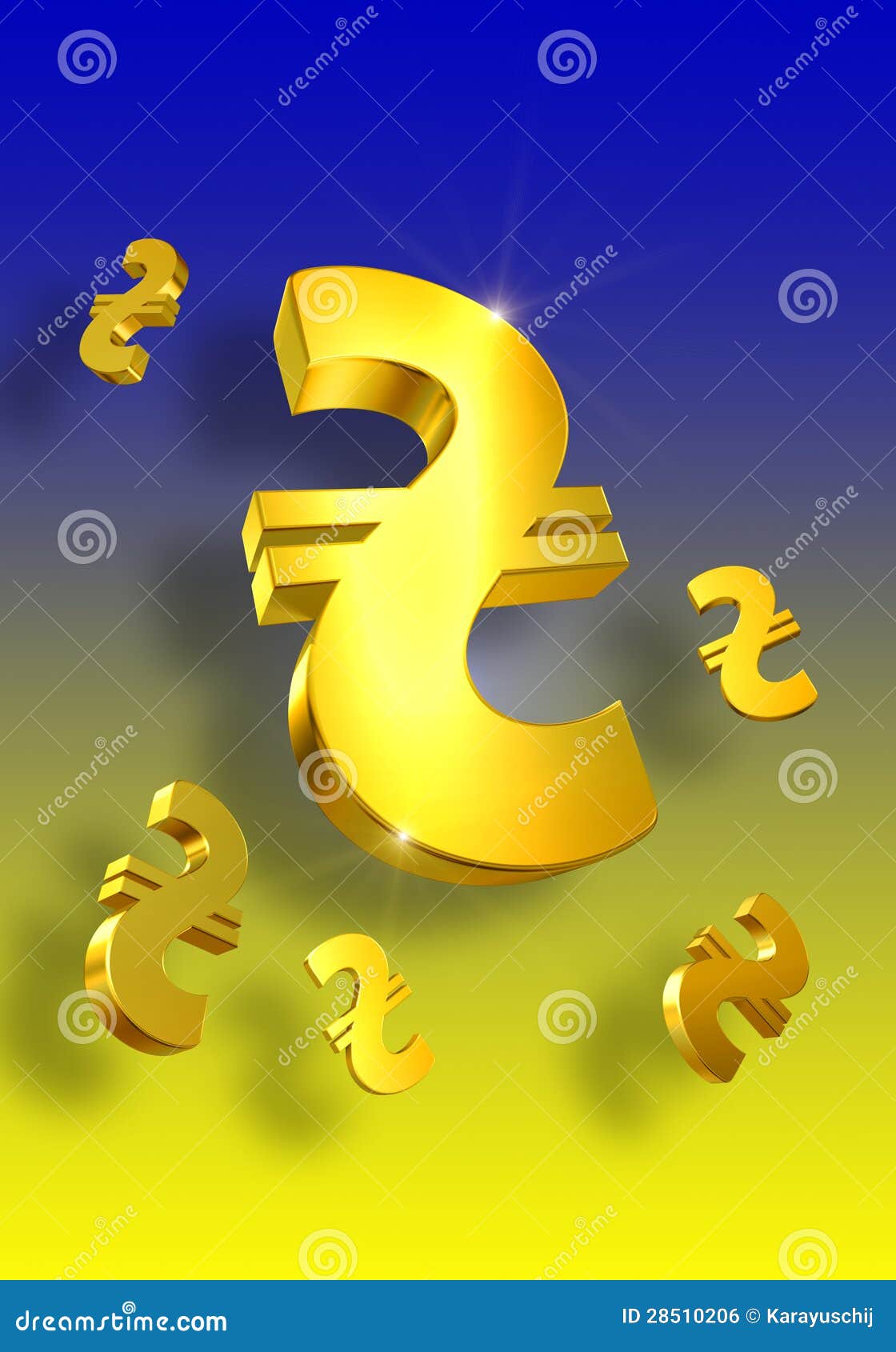 Golden Grivna Symbol stock illustration. Illustration of yellow - 28510206