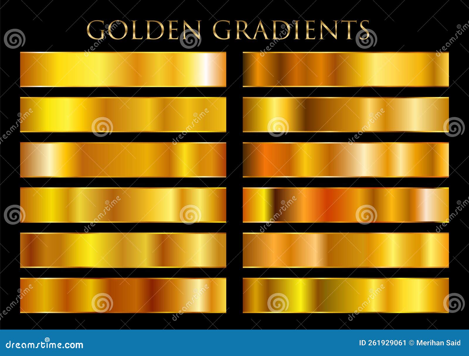 Golden Grunge Shiny Gradient Design Collection Stock Vector ...