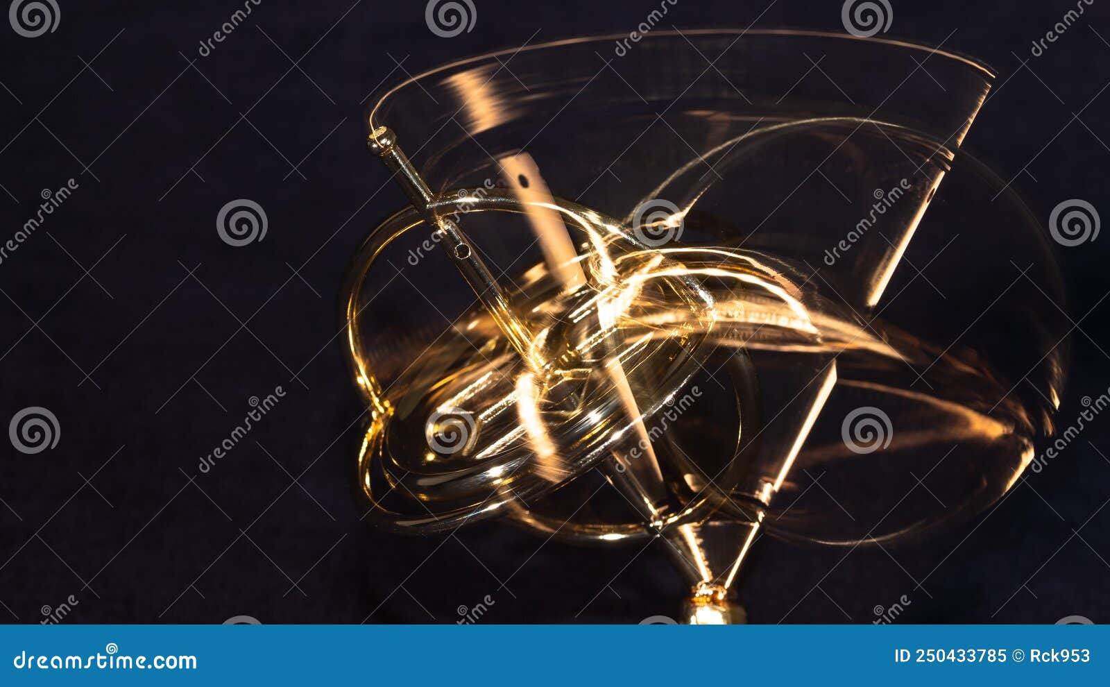 Golden Gyroscope Spinning on Its Base Stock Image - Image of steel ...