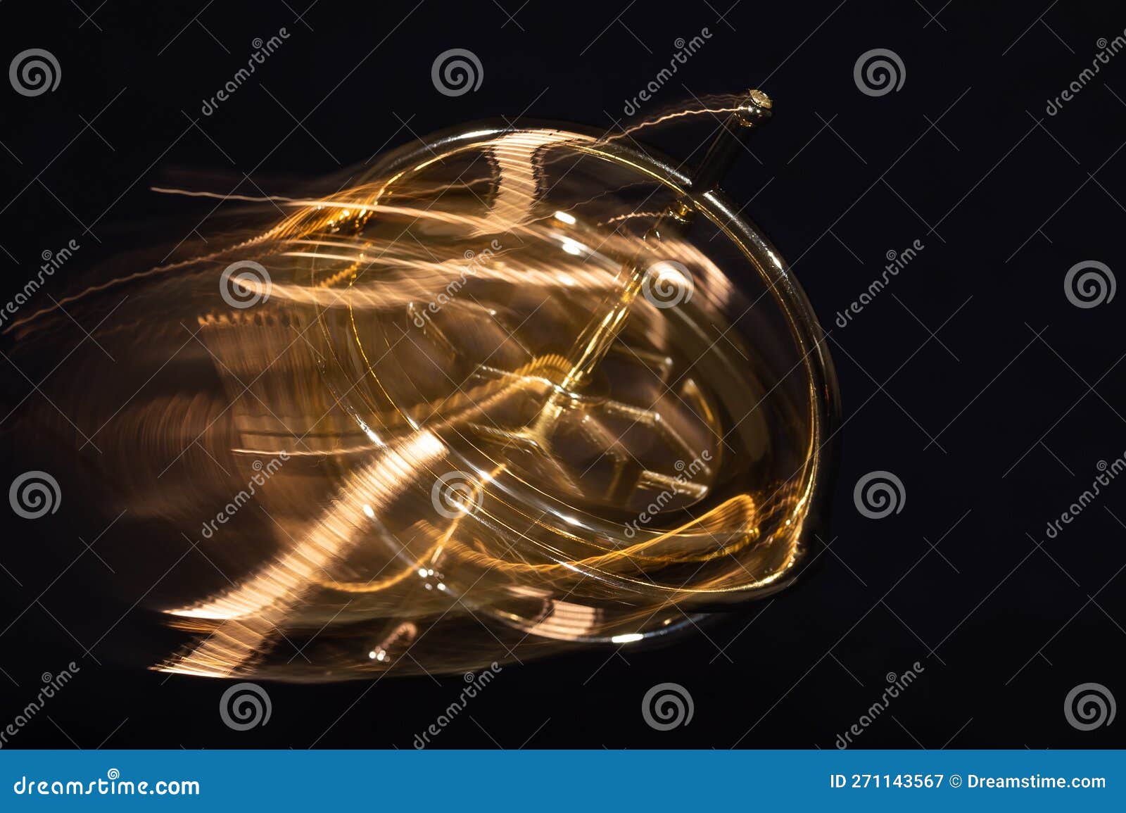 Golden Gyroscope Spinning Wildly on Its Base Stock Image - Image of ...