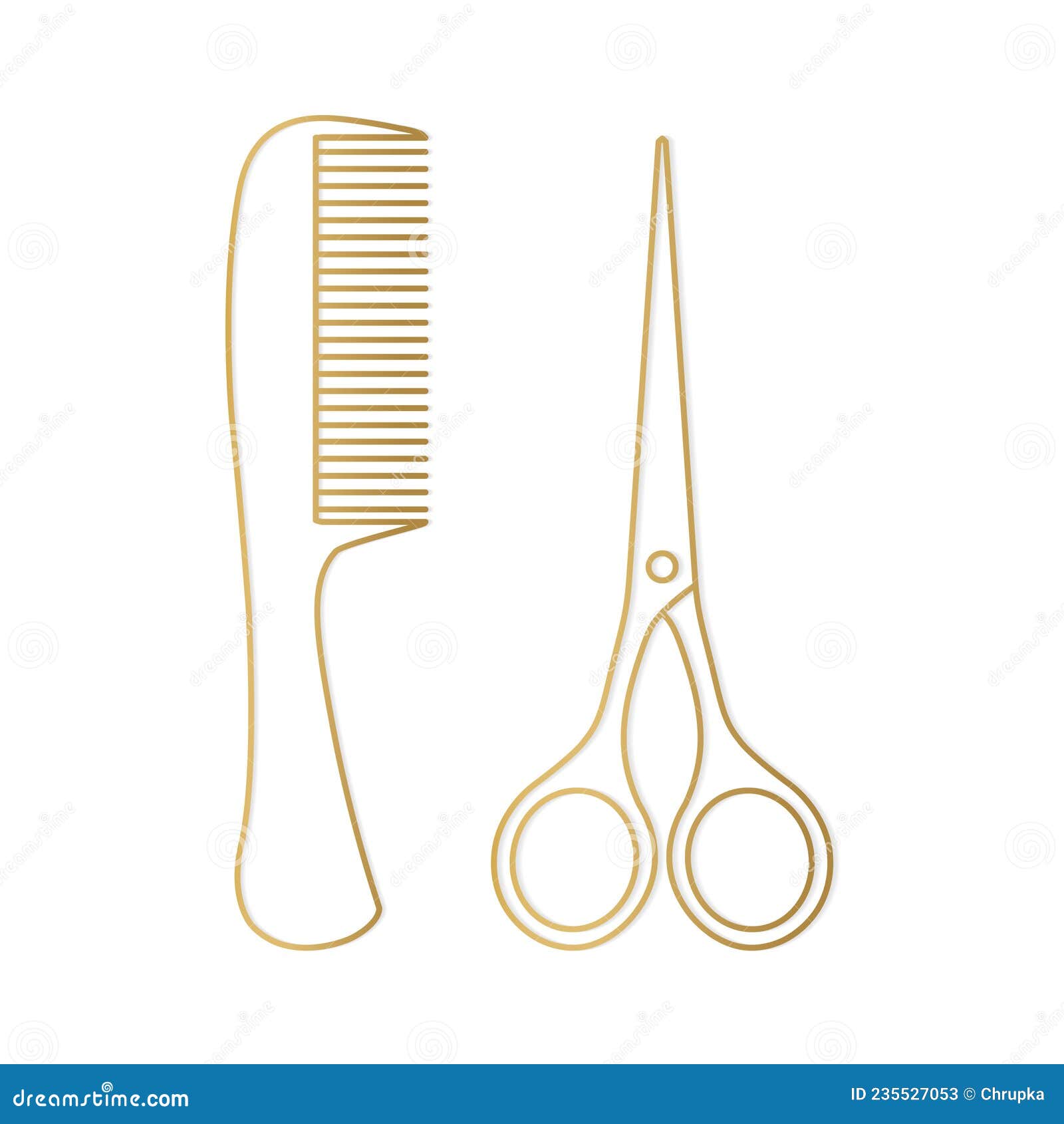 Golden Hair Comb and Scissors Icon Stock Vector - Illustration of ...