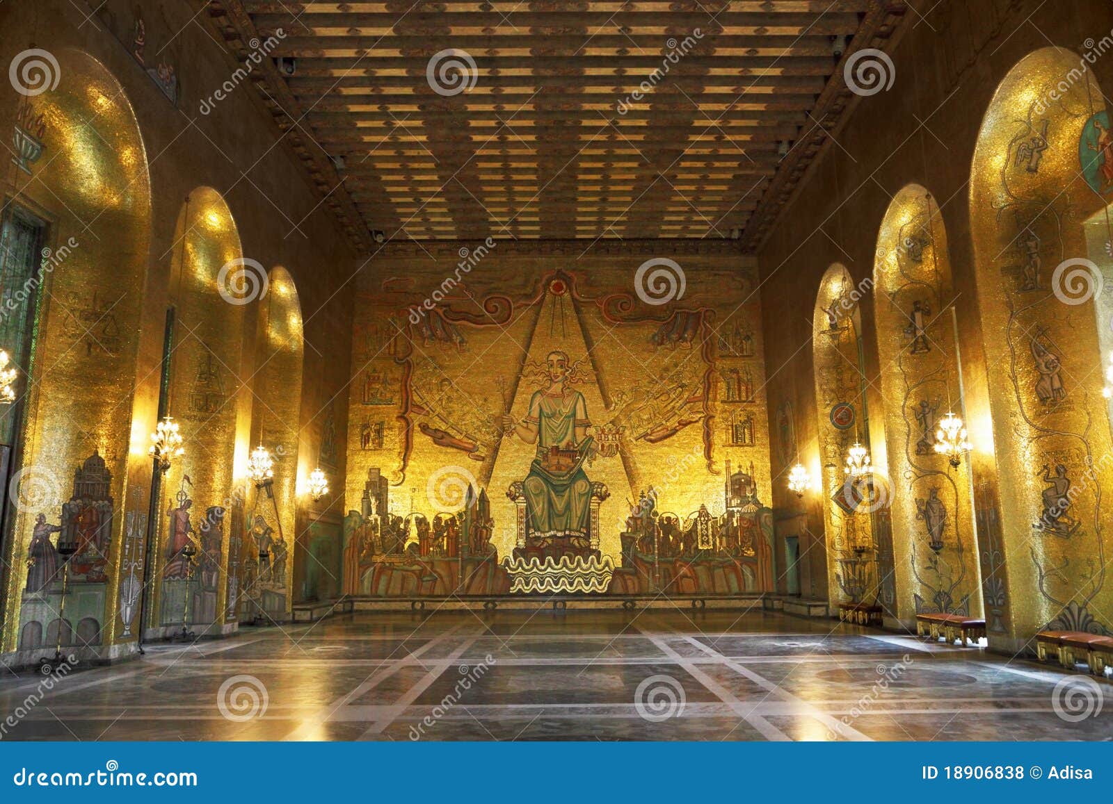 Golden Hall, Stockholm stock photo. Image of mosaic, great - 18906838