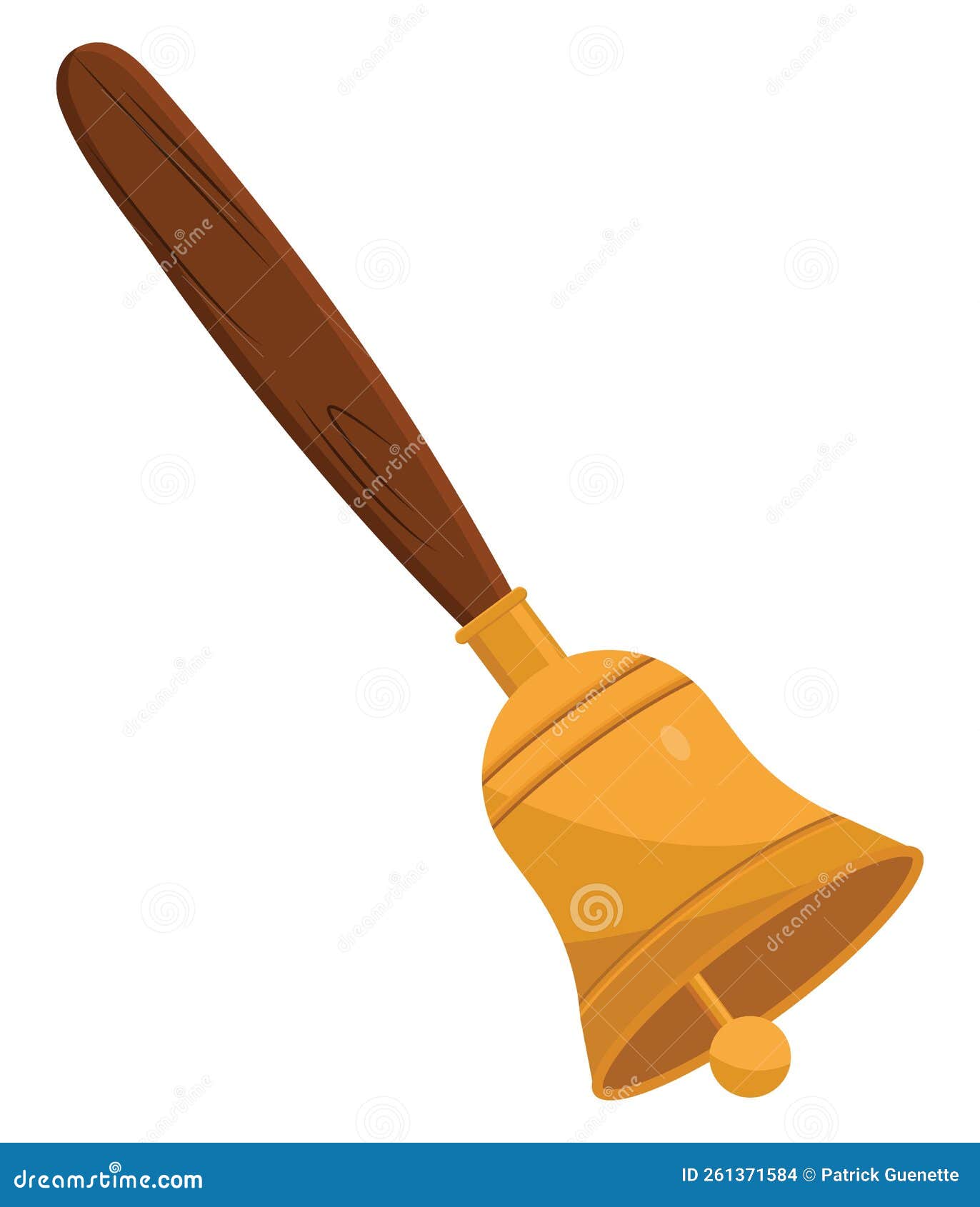 Golden hand bell, icon stock vector. Illustration of silver - 261371584