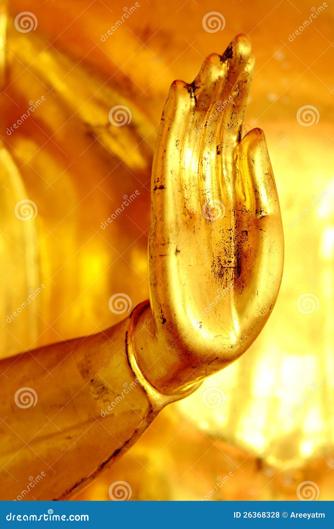 Golden Hand of Buddha Statue, Stock Photo - Image of emanation, faith ...