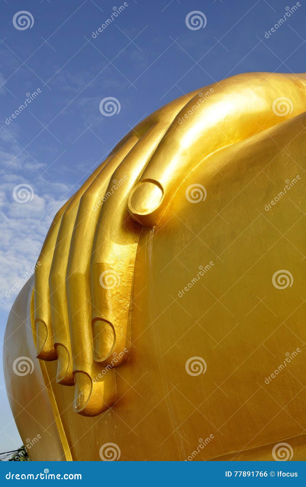 Golden hand of Buddha stock photo. Image of religious - 77891766