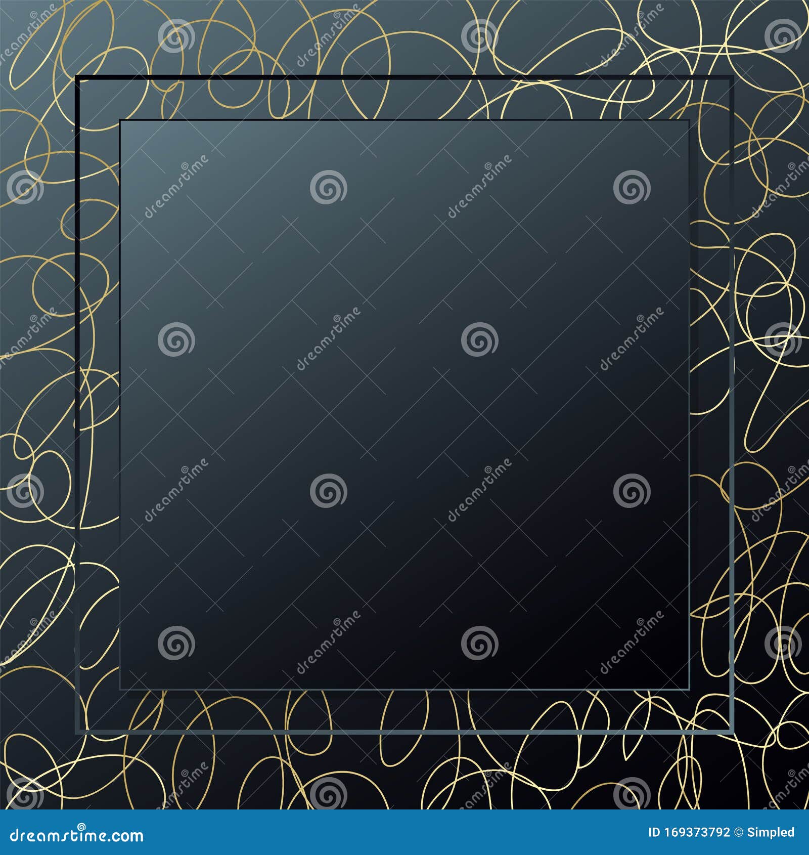 Golden Hand Drawn Lines Pattern. Vector Frame. Gold and Black ...
