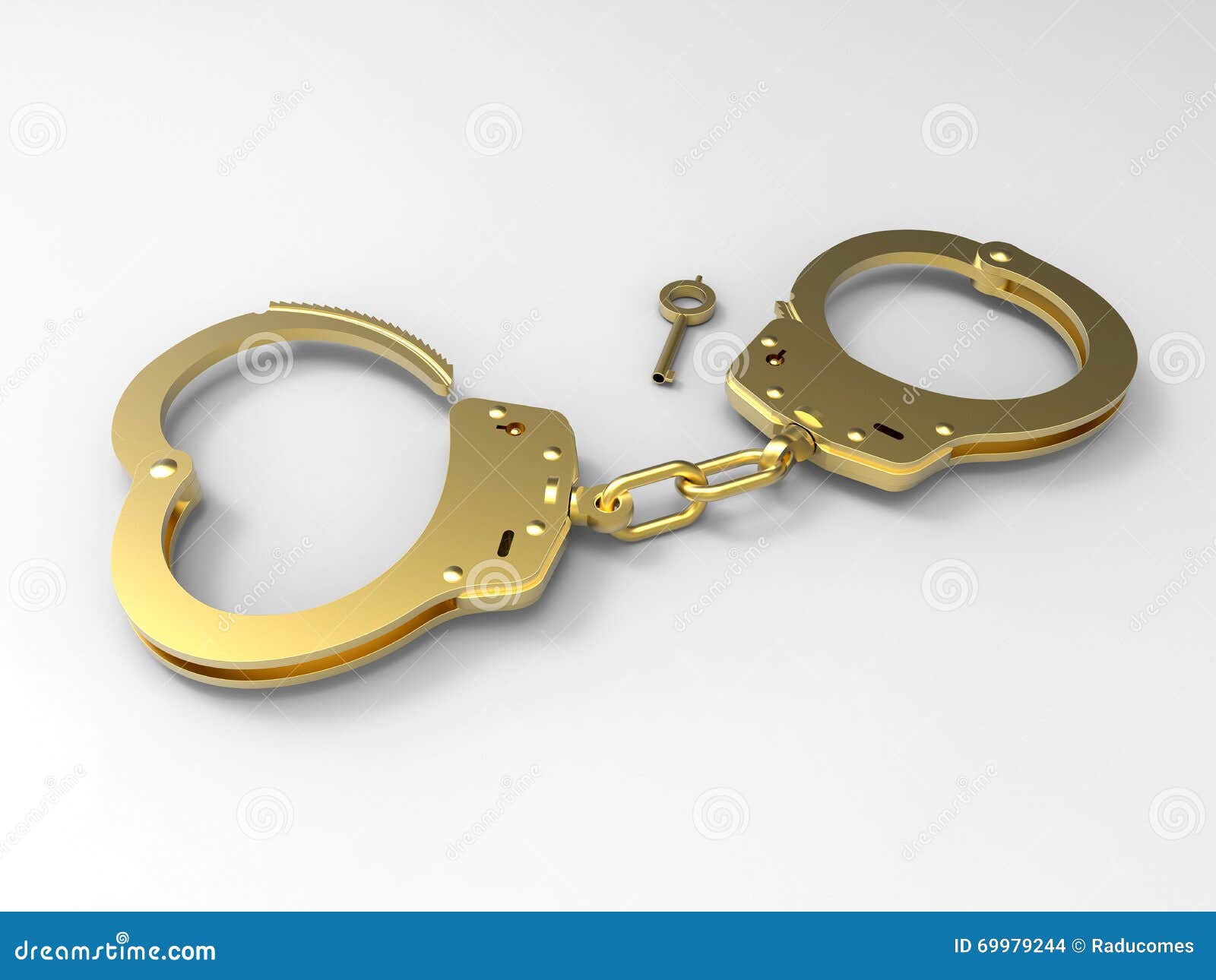 A Golden Handcuffs Isolated On White Background 3D Illustration ...