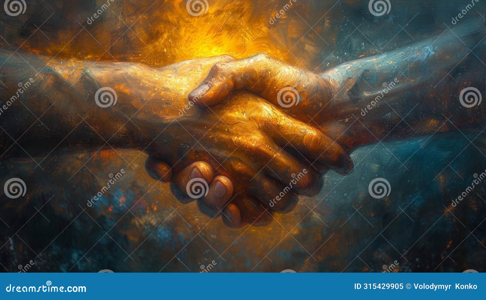 Golden Handshake - Symbolic Artwork of Agreement Stock Image - Image of ...