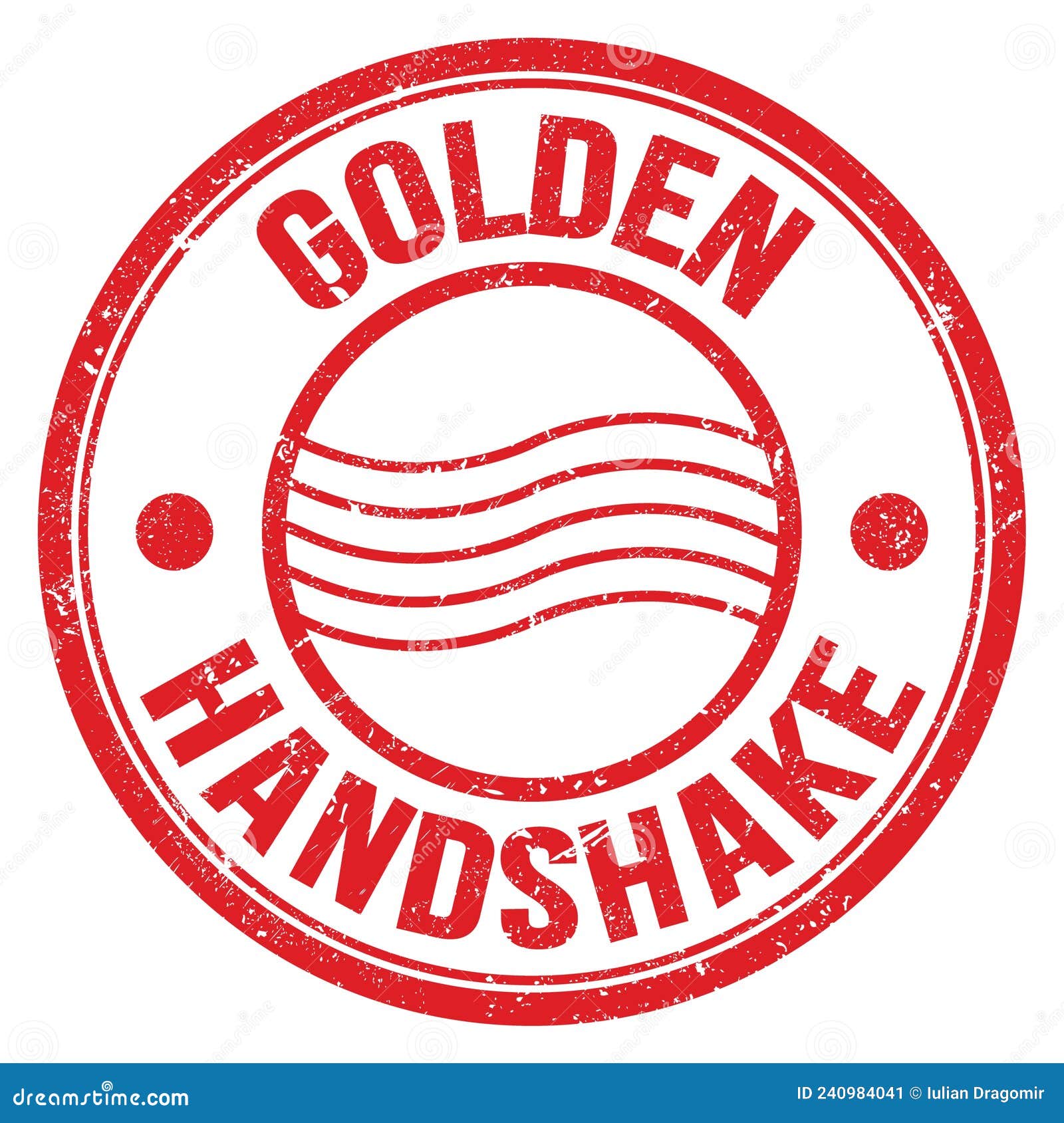 GOLDEN HANDSHAKE Text on Red Round Postal Stamp Sign Stock Illustration ...