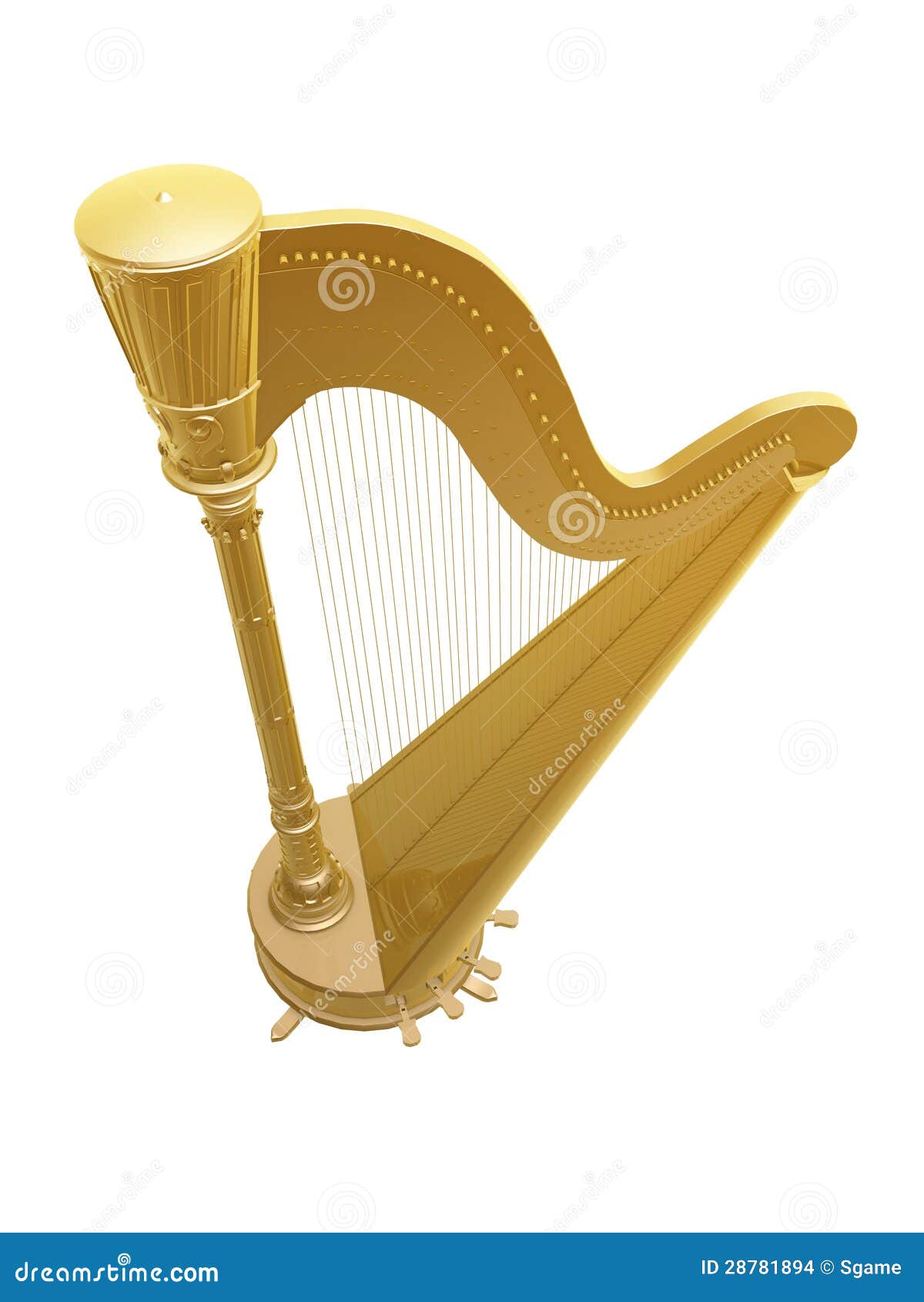 Golden harp stock illustration. Illustration of salon - 28781894