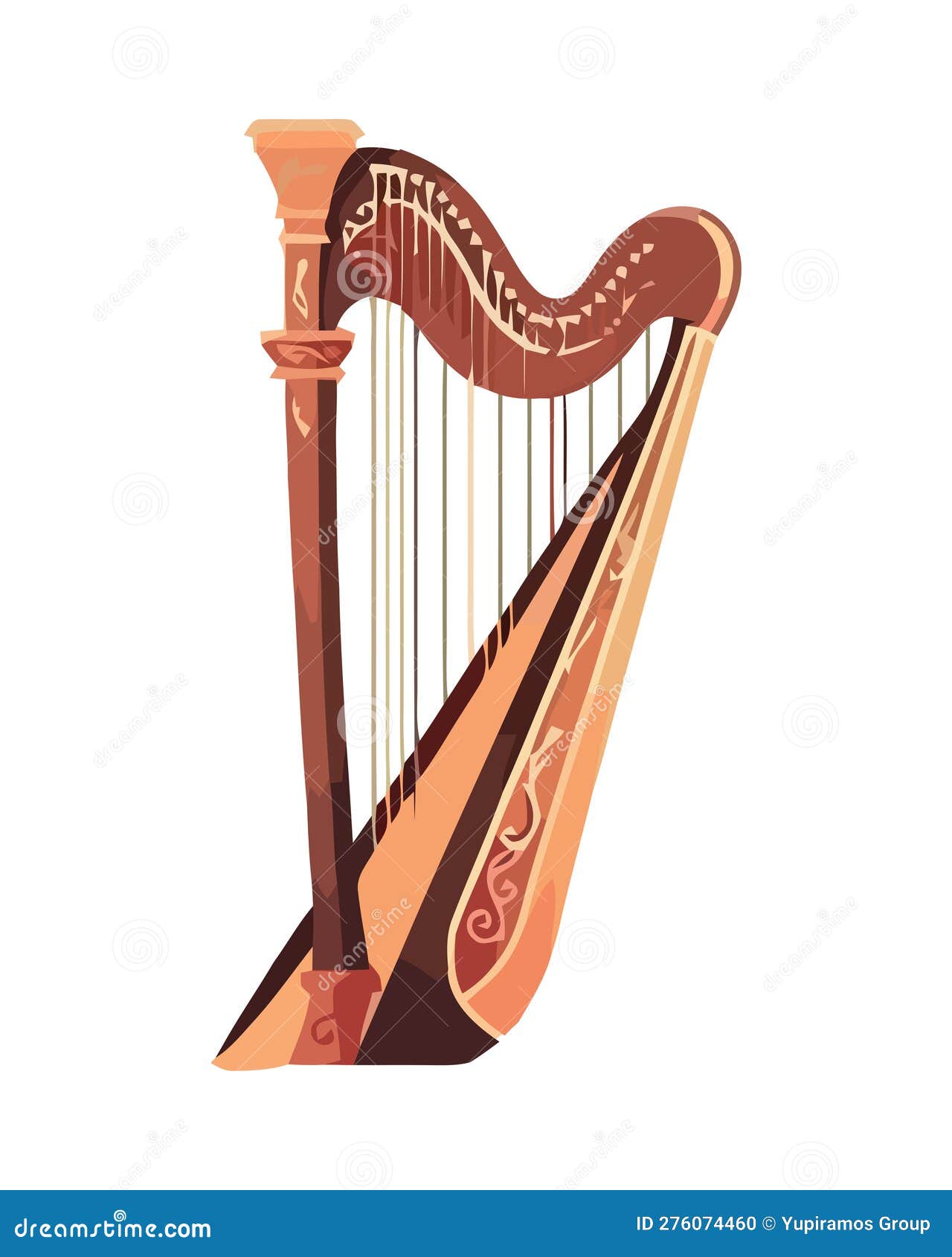 Golden Harp Musical Instrument String Stock Vector - Illustration of ...