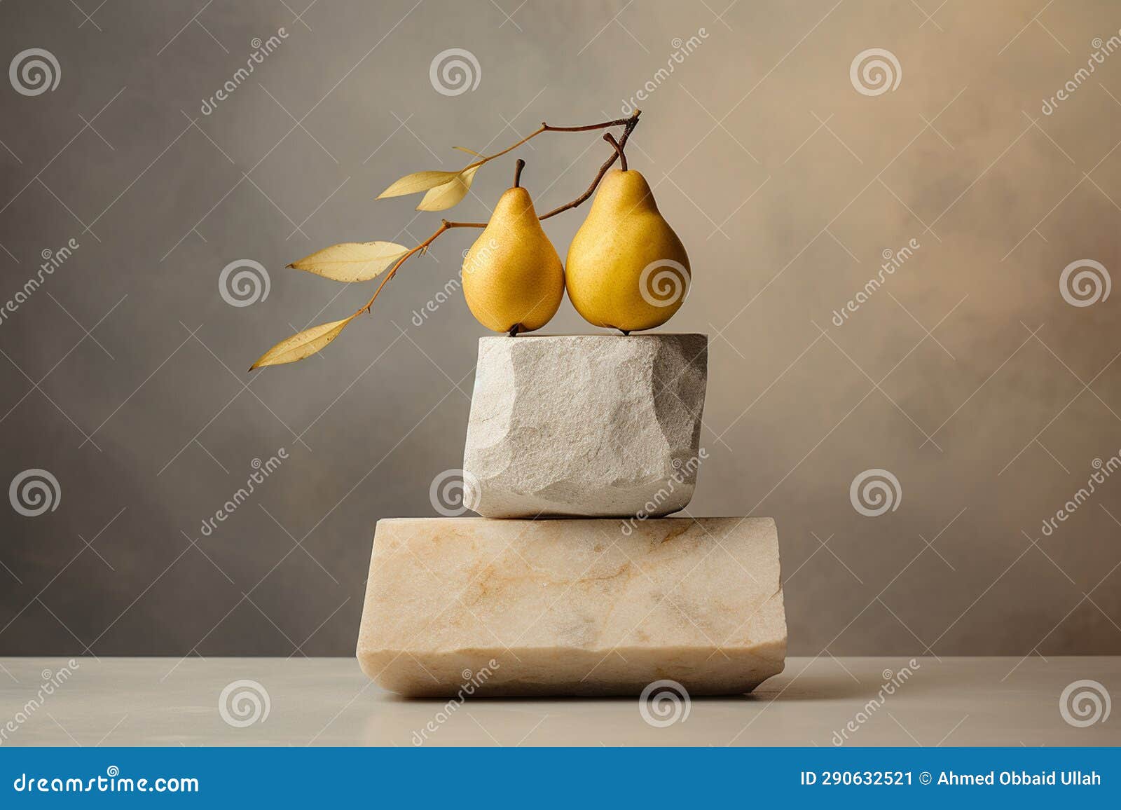 Golden Harvest Pears on Marble. Generative by Ai Stock Image - Image of ...