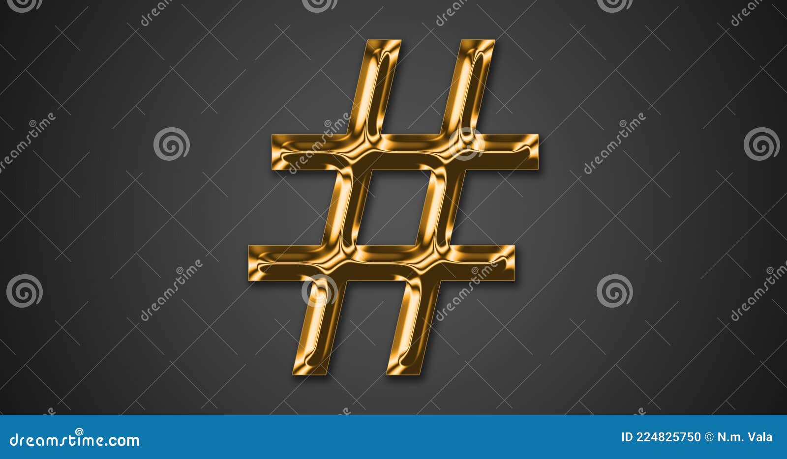 Golden Hashtag Symbol Illustration Stock Illustration - Illustration of ...