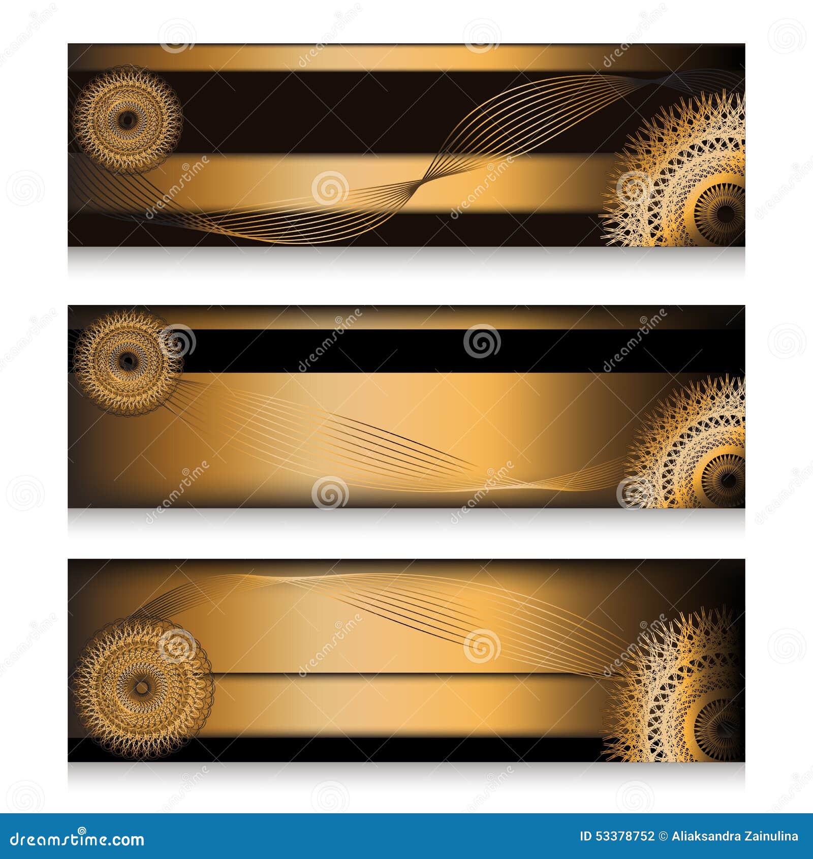 Golden Headers Set in Three Choice Stock Vector - Illustration of ...