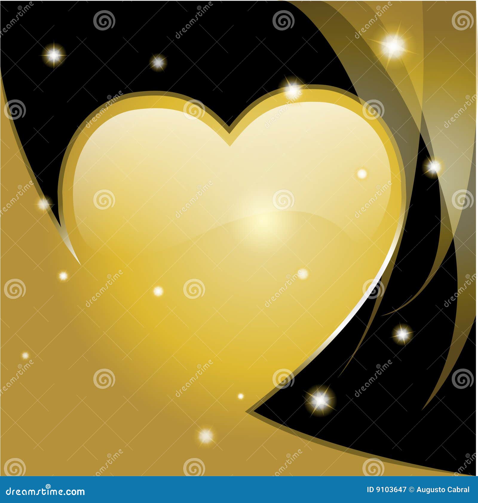 Golden Heart stock vector. Illustration of shape, painting - 9103647