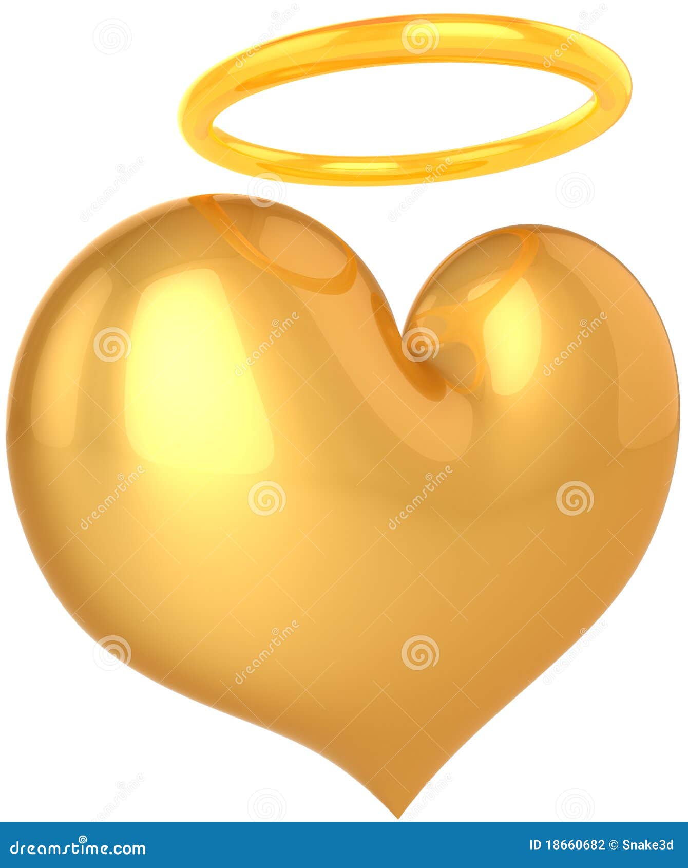 Golden Heart with Halo Over it Stock Illustration - Illustration of ...