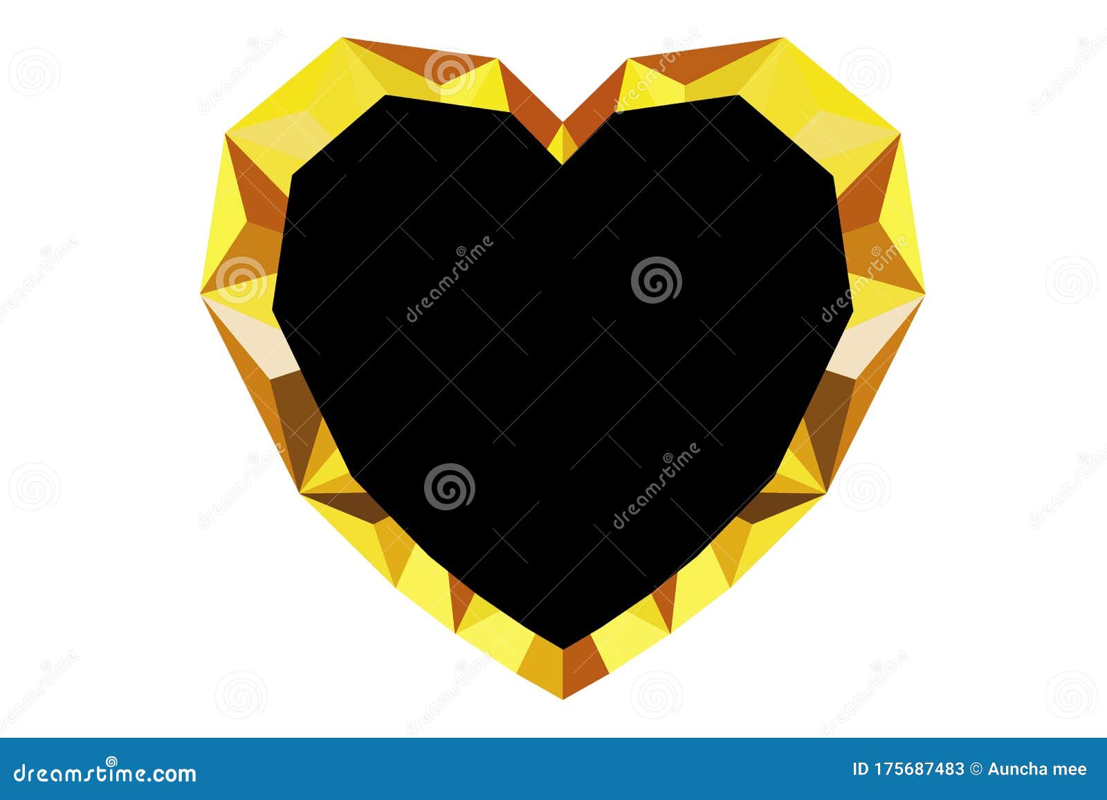 Golden Heart Shape Frame on White . Stock Illustration - Illustration ...