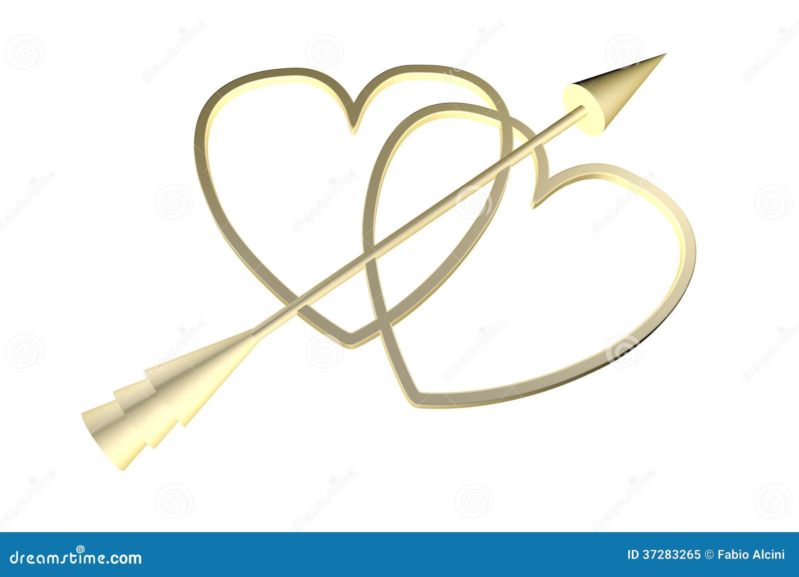 Golden Hearts with Cupid Arrow Stock Illustration - Illustration of ...