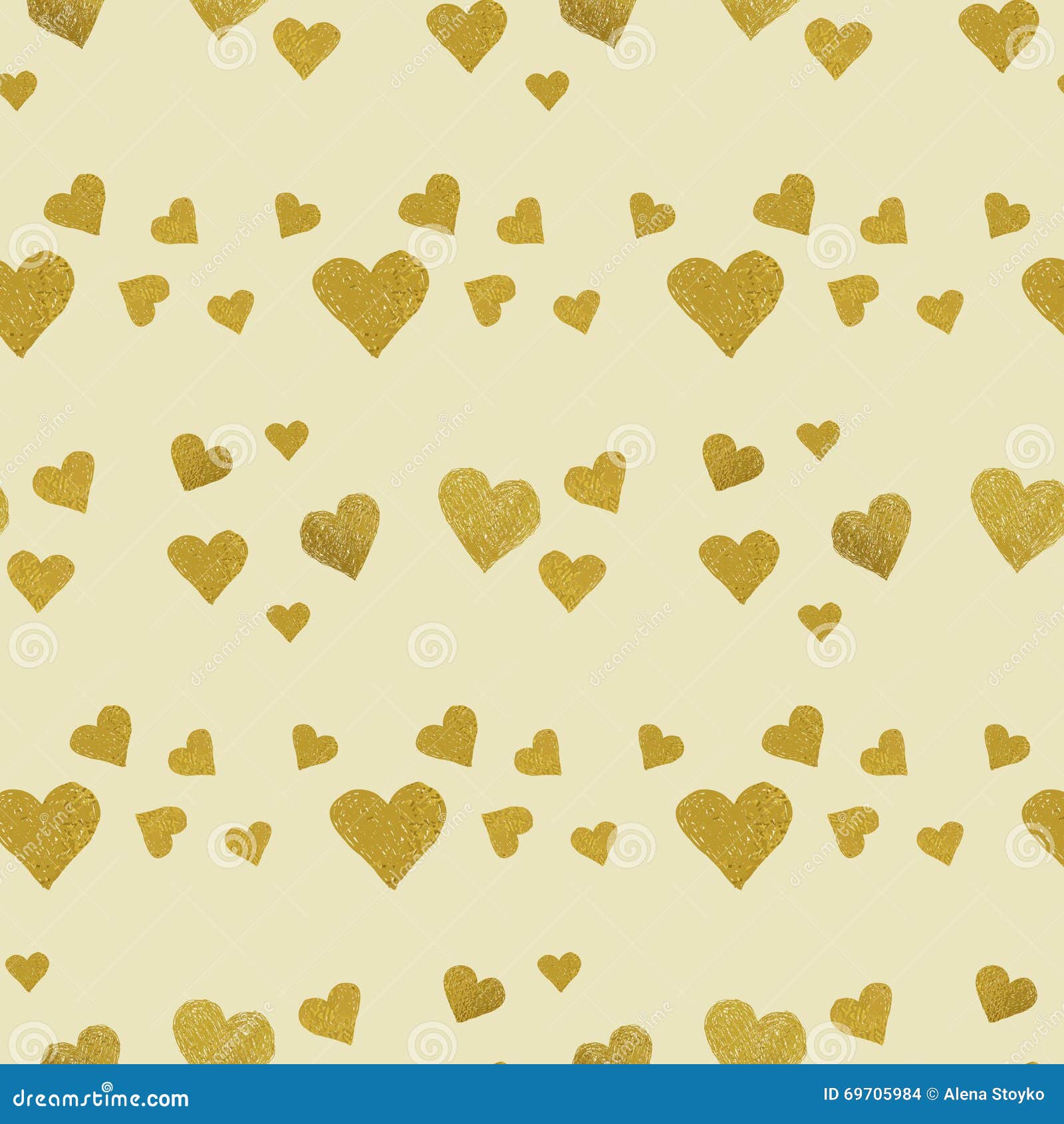 Golden Hearts Seamless Pattern Stock Vector Illustration Of