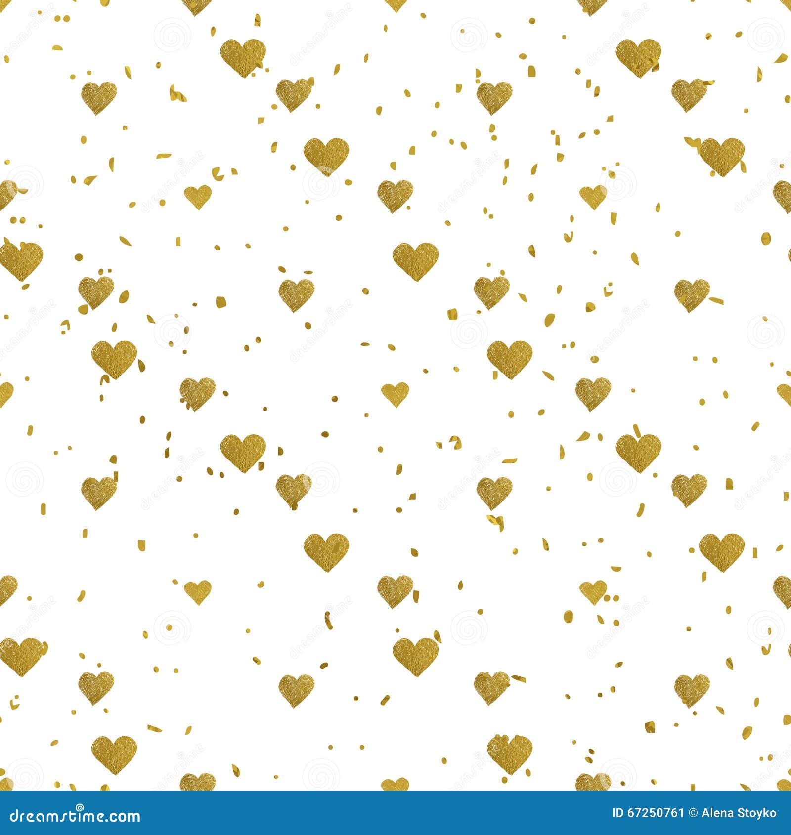 Golden Hearts Seamless Pattern Stock Vector - Illustration of beautiful ...