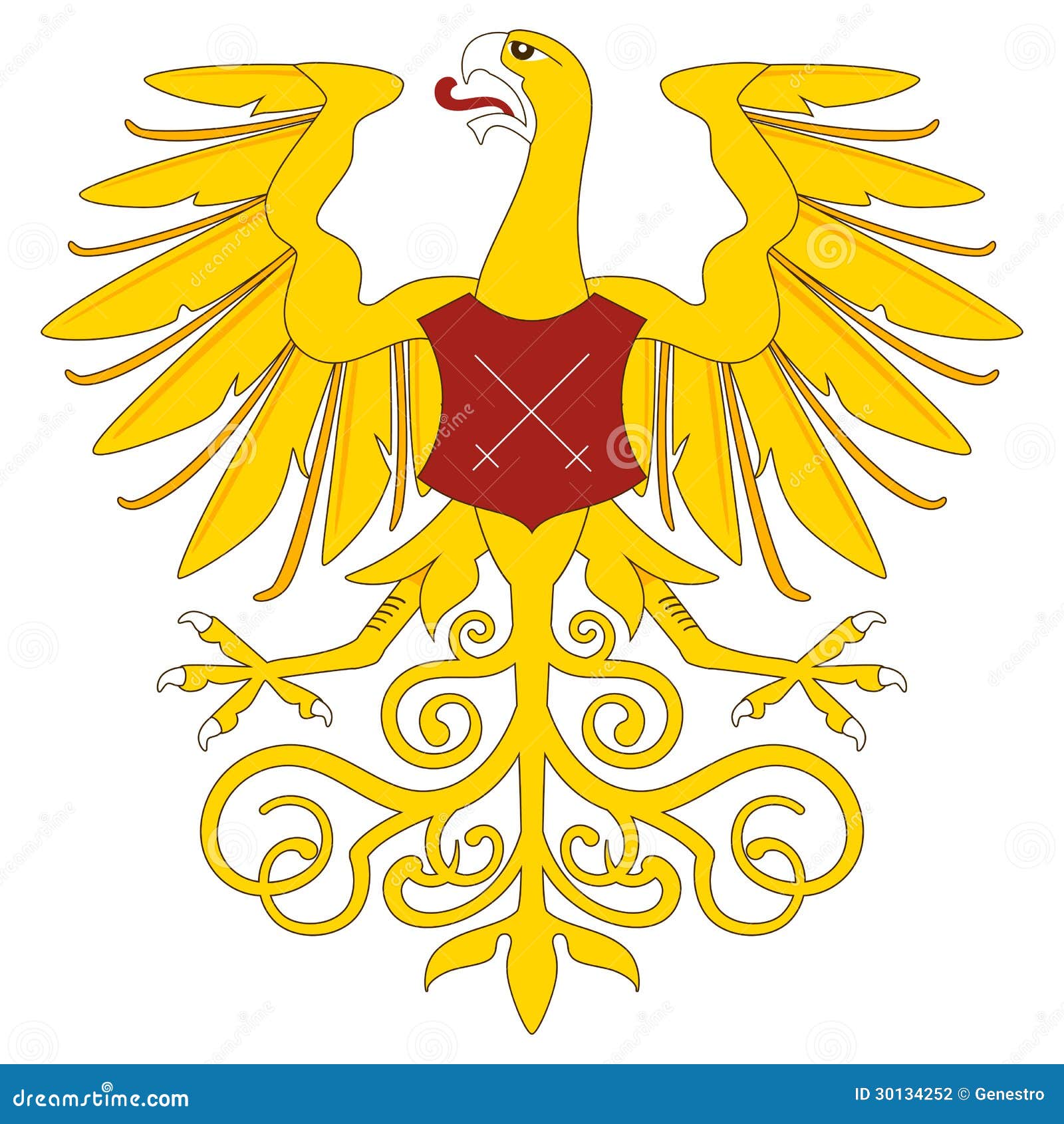 Golden Heraldic Shield With Eagle Vector Illustration | CartoonDealer ...