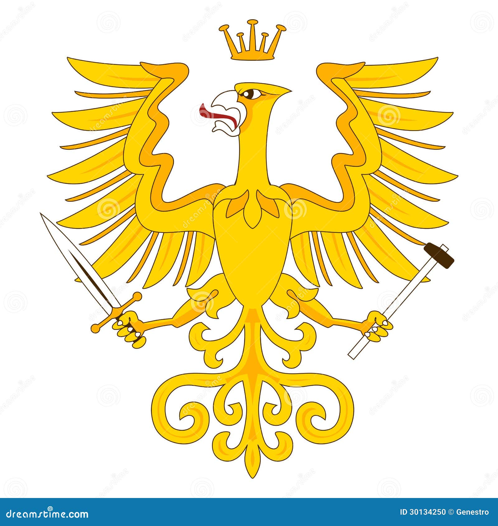 Golden heraldic eagle stock vector. Illustration of medieval - 30134250