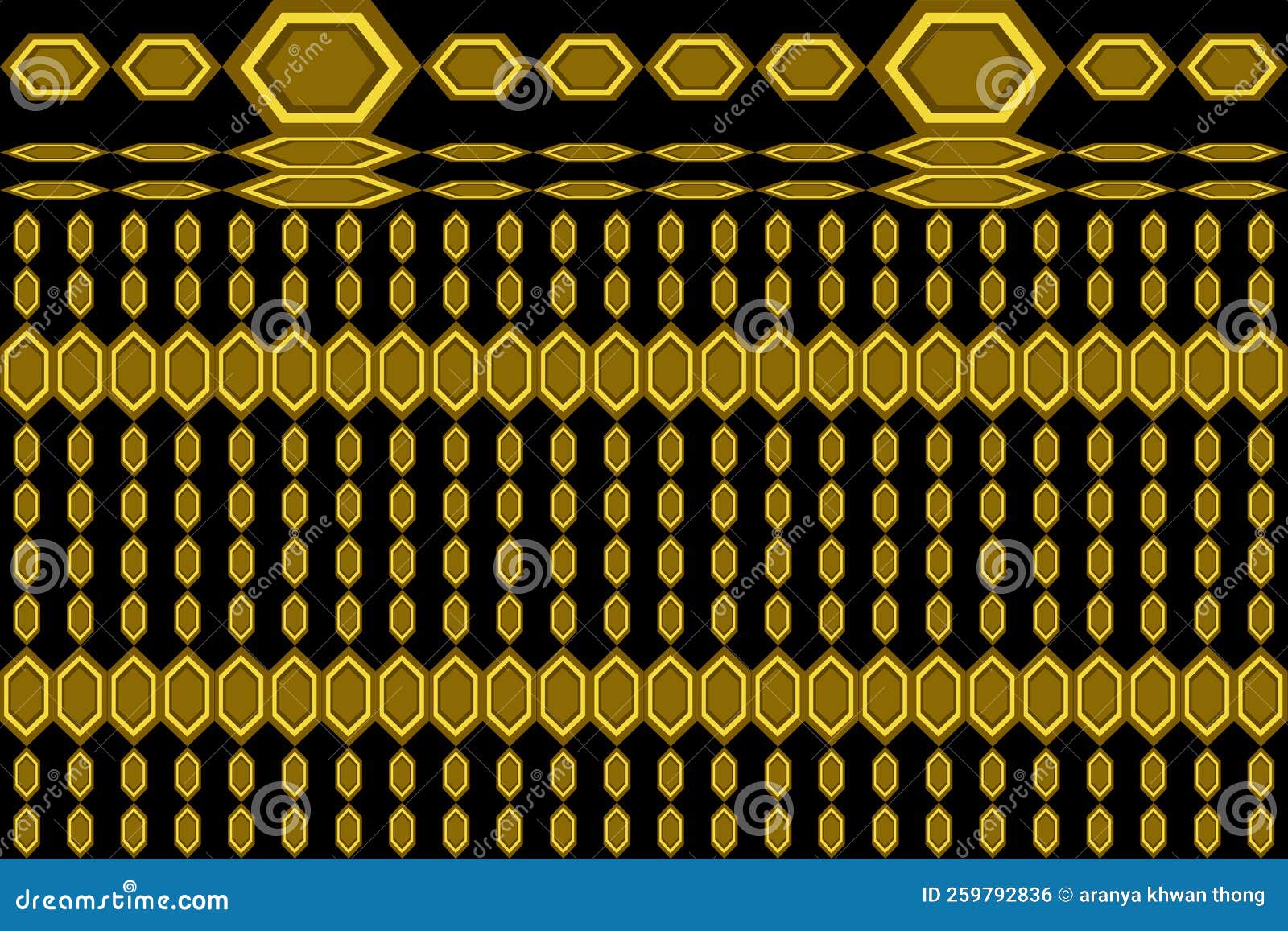 Golden Hexagon Pattern of Various Sizes Arranged on a Black Background ... Golden Hexagon Pattern of Various Sizes Arranged on a Black Background ...