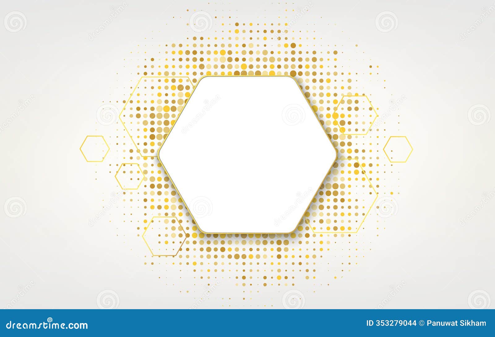 Golden 3d Hexagonal Frame Empty Promo Studio Black Background For ...