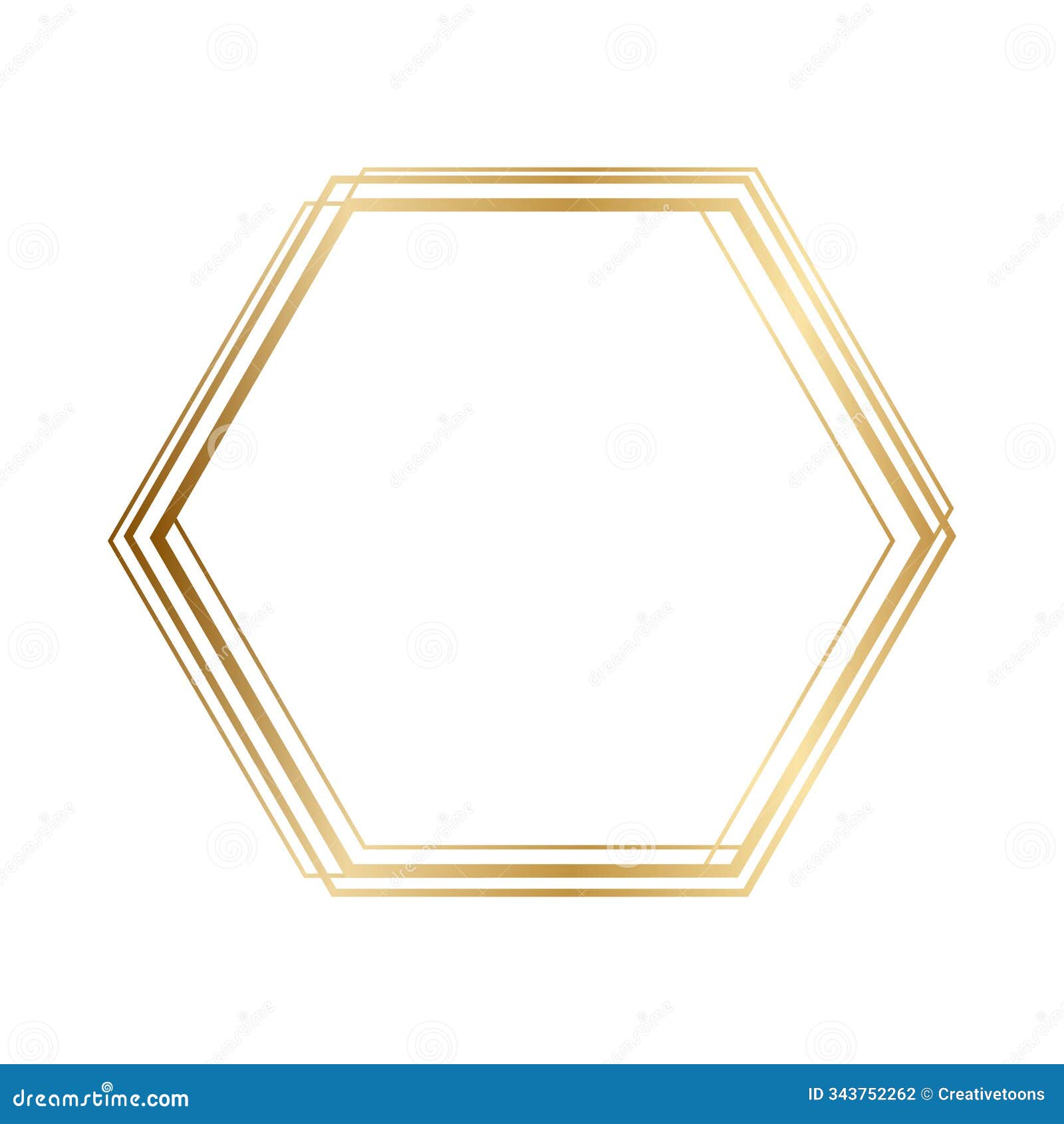 Golden Hexagonal Frame Isolated on White Background Stock Vector ...