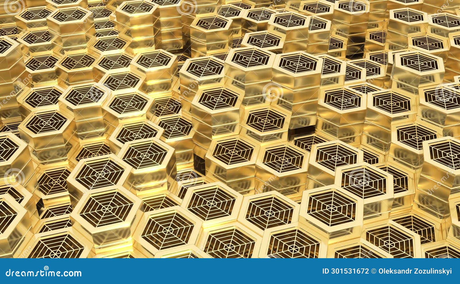 Golden Hexagons Luxury Back Intro 3d Stock Illustration - Illustration ...