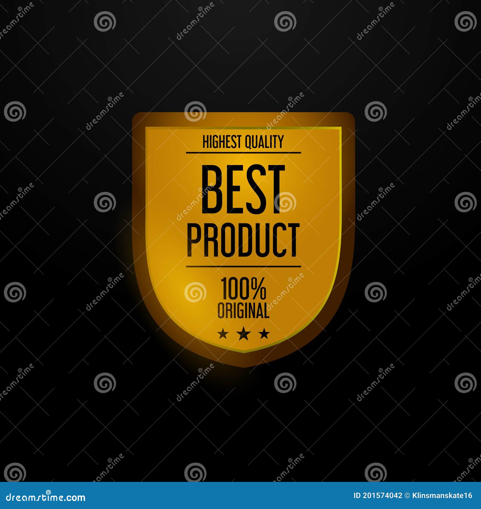 Golden Highest Quality Shield Design Label Stock Illustration ...