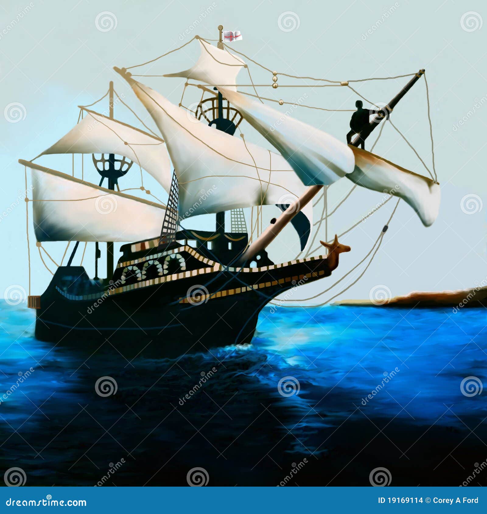 Golden Hind Galleon Cutaway 3d Illustration | CartoonDealer.com #175645864