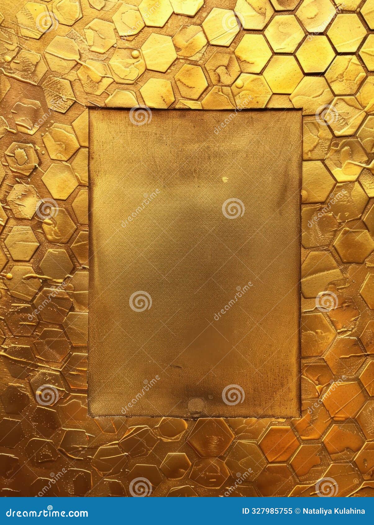 Golden Honeycomb Pattern with Textured Rectangular Center Piece Stock ...
